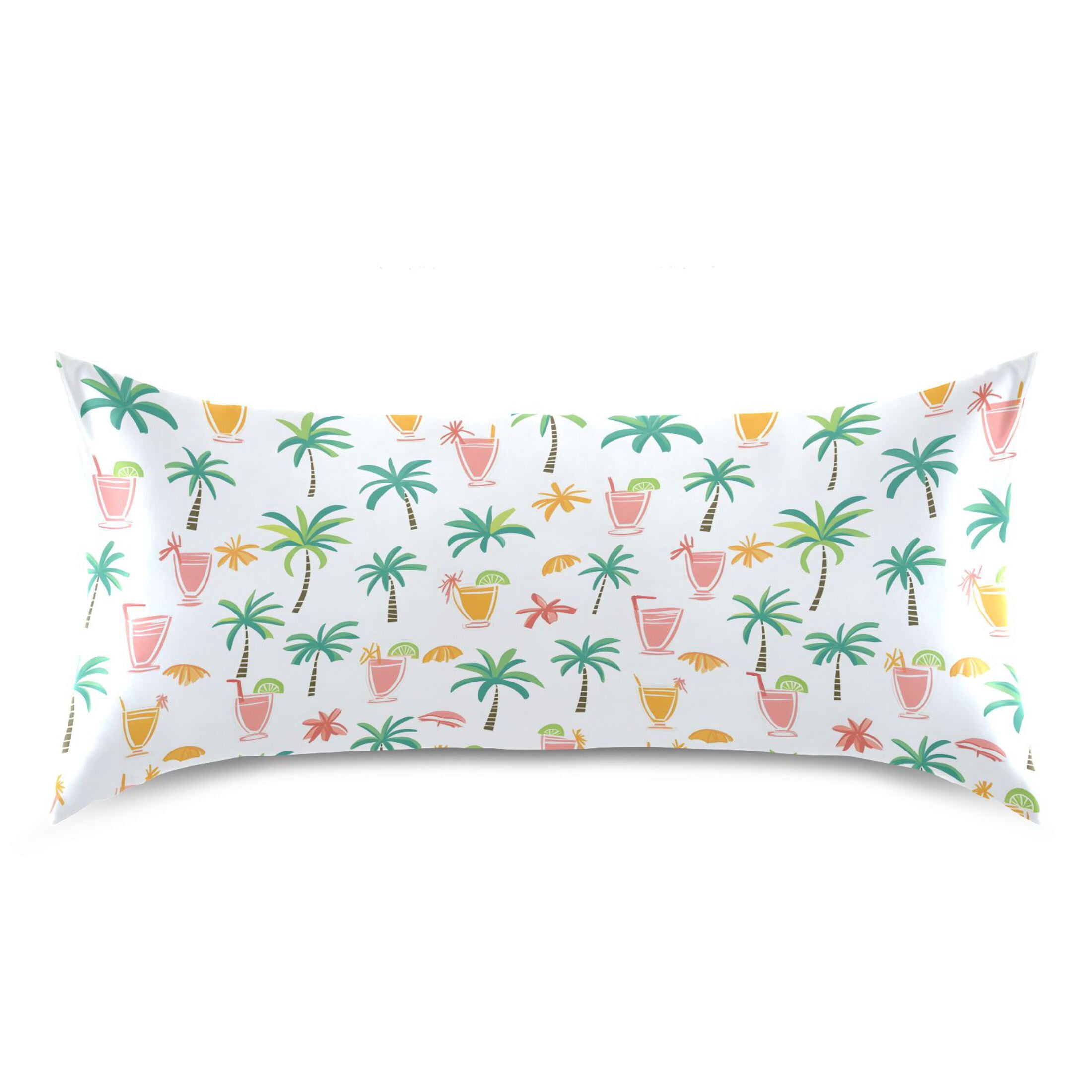 Coconut Tree Drink Pattern Pillow Case King Size Silky Satin Pillow ...