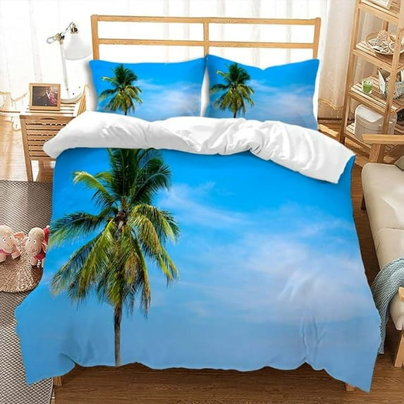 Coconut Tree Duvet Cover Sets 3Pcs Golden Sunset Sea Island Coconut ...