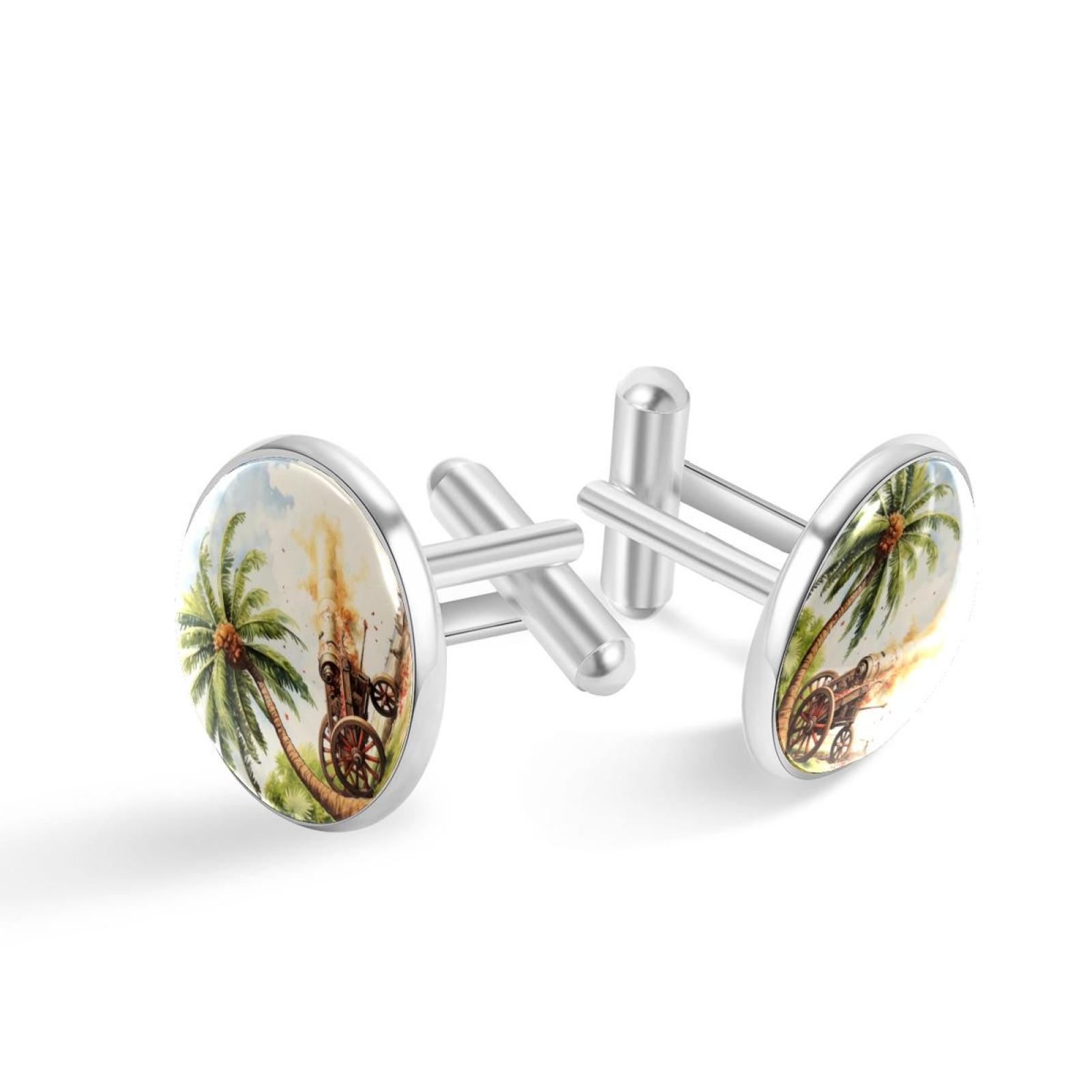 Coconut Tree Elegant Mens Cufflinks Set for Formal Attire, Made of ...