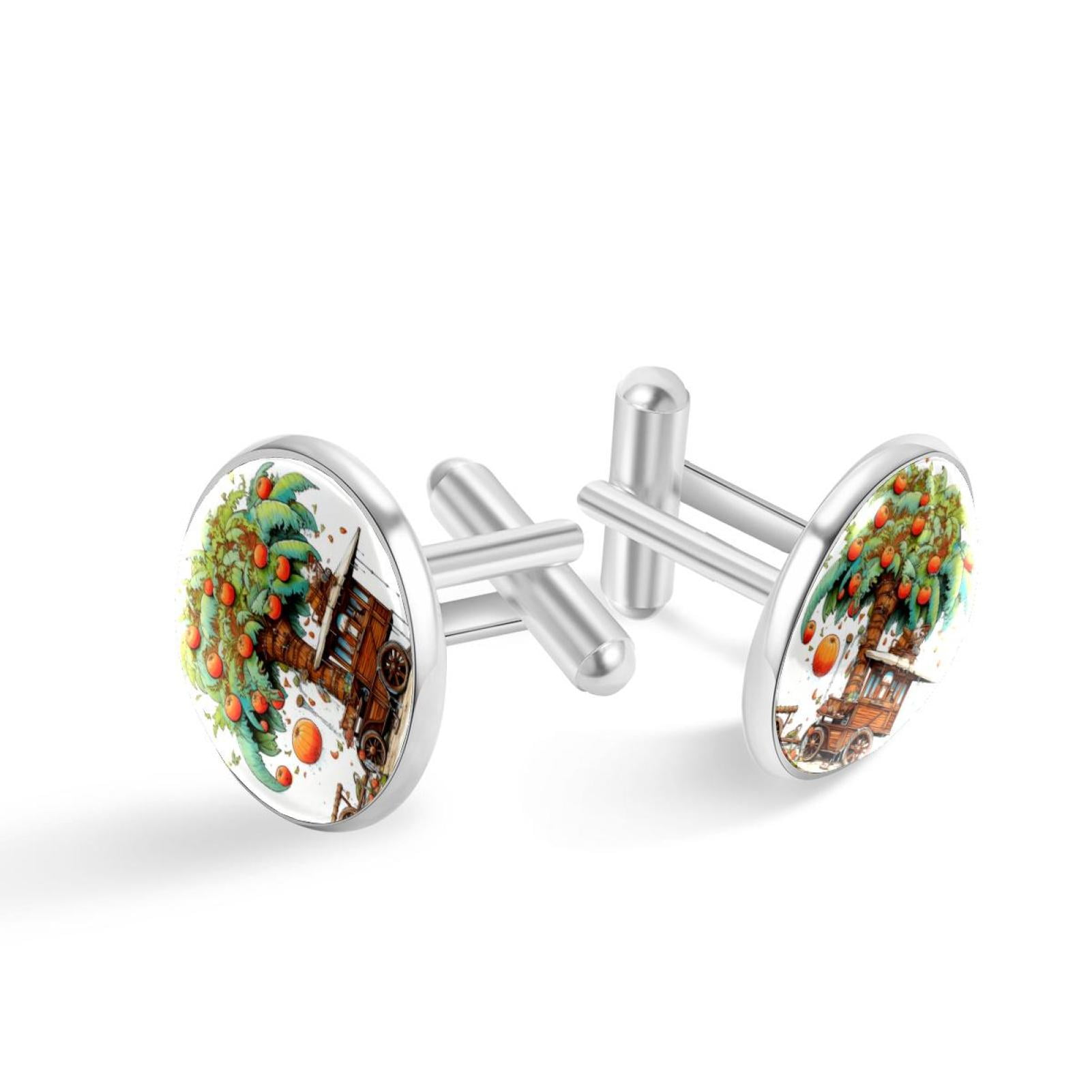 Coconut Tree Elegant Mens Cufflinks Set for Formal Attire, Made of ...