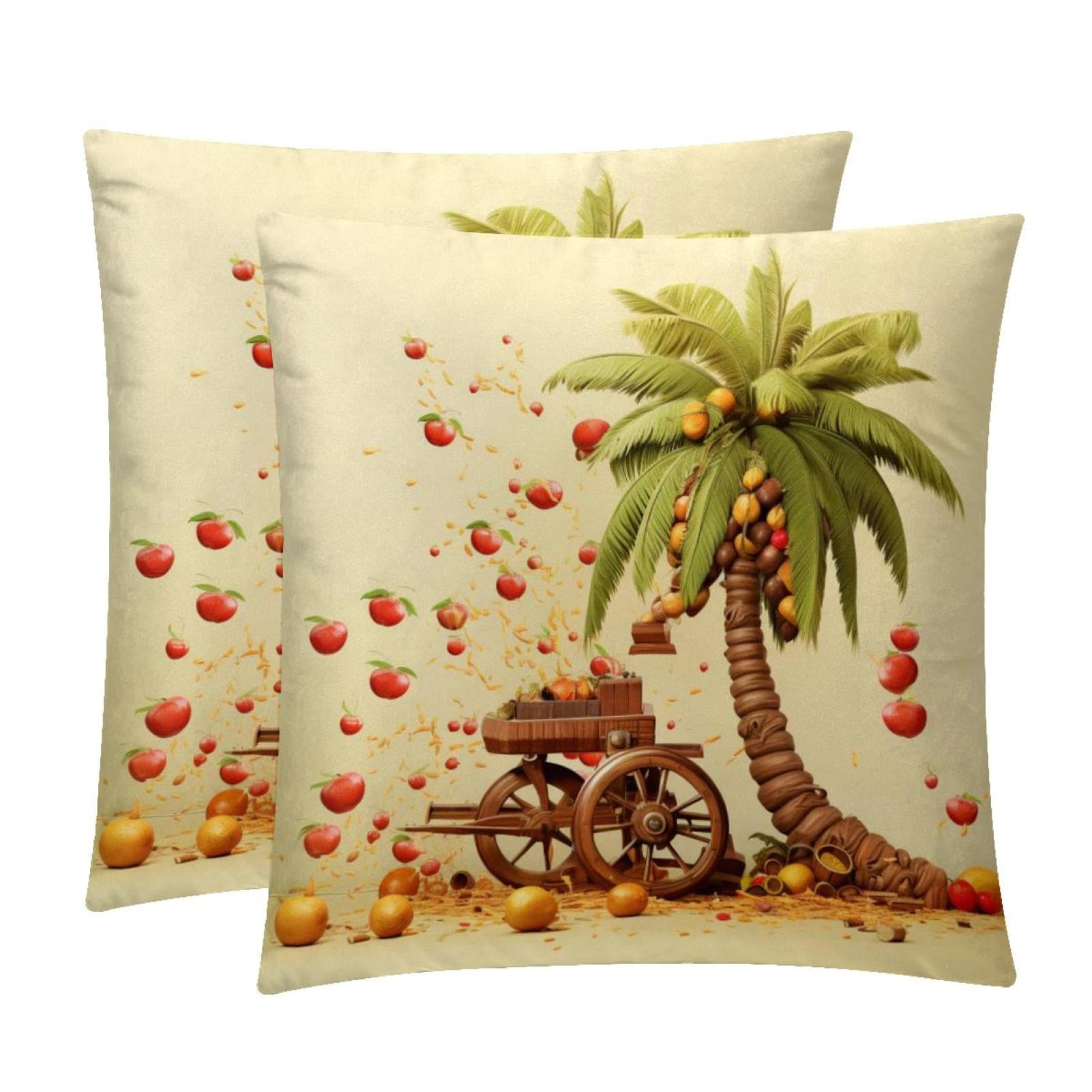 Coconut Tree Elegant Velvet Throw Pillows with Unique Patterns for ...