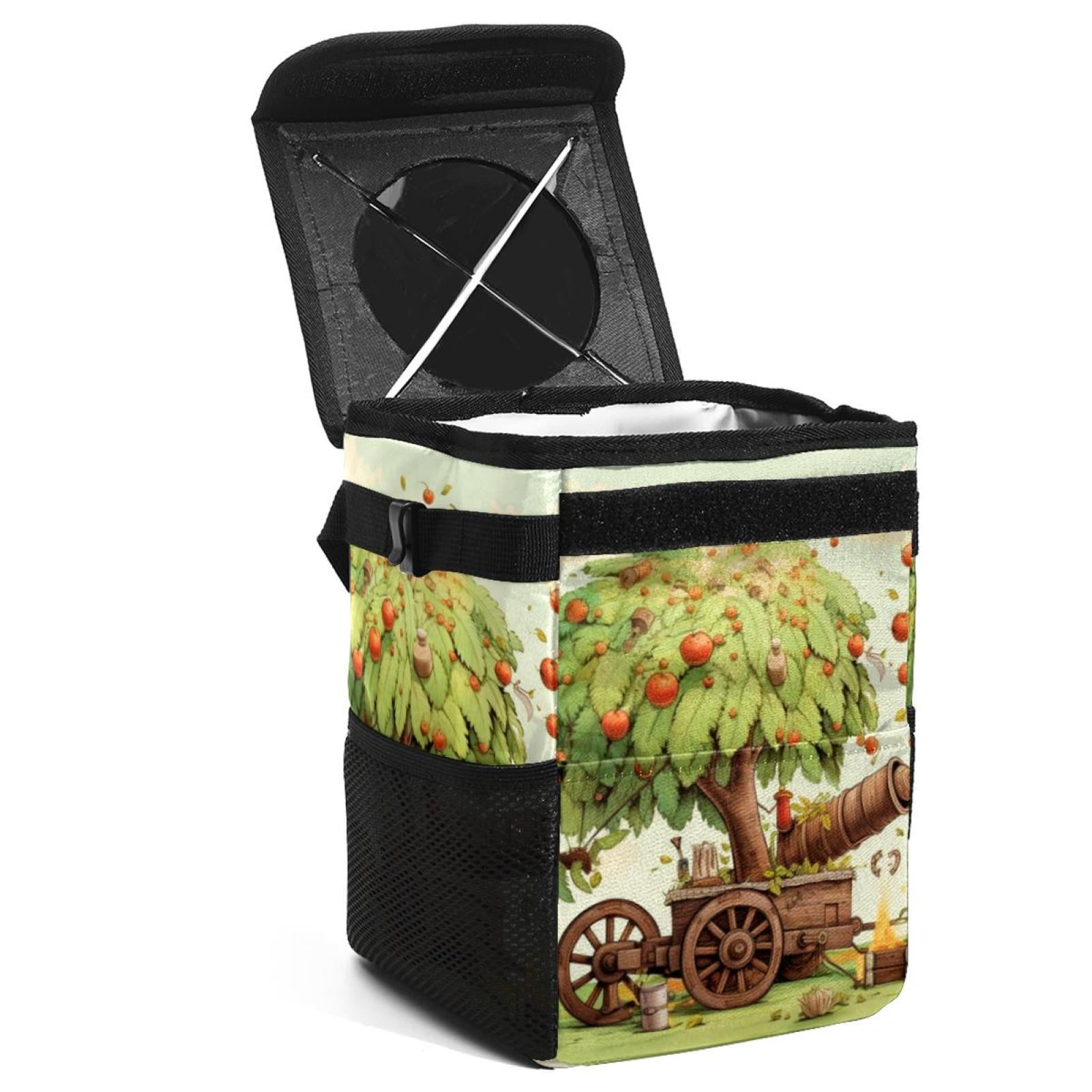 Coconut Tree Foldable Car Trash Bin with Lid, Leak-proof Hanging ...