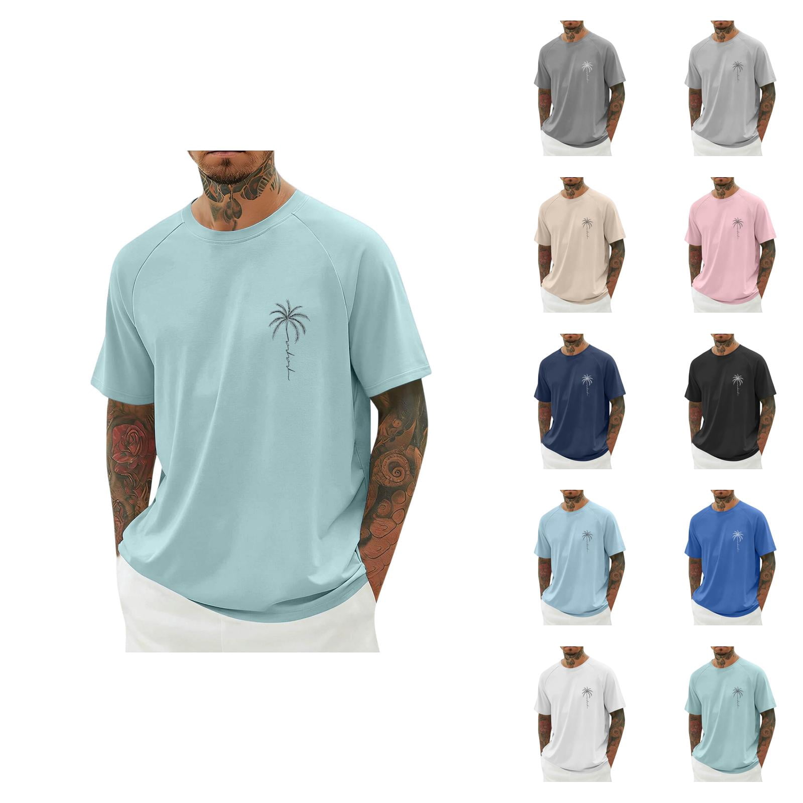 Coconut Tree Graphic Tees for Men 2026 Summer Casual Short Raglan ...