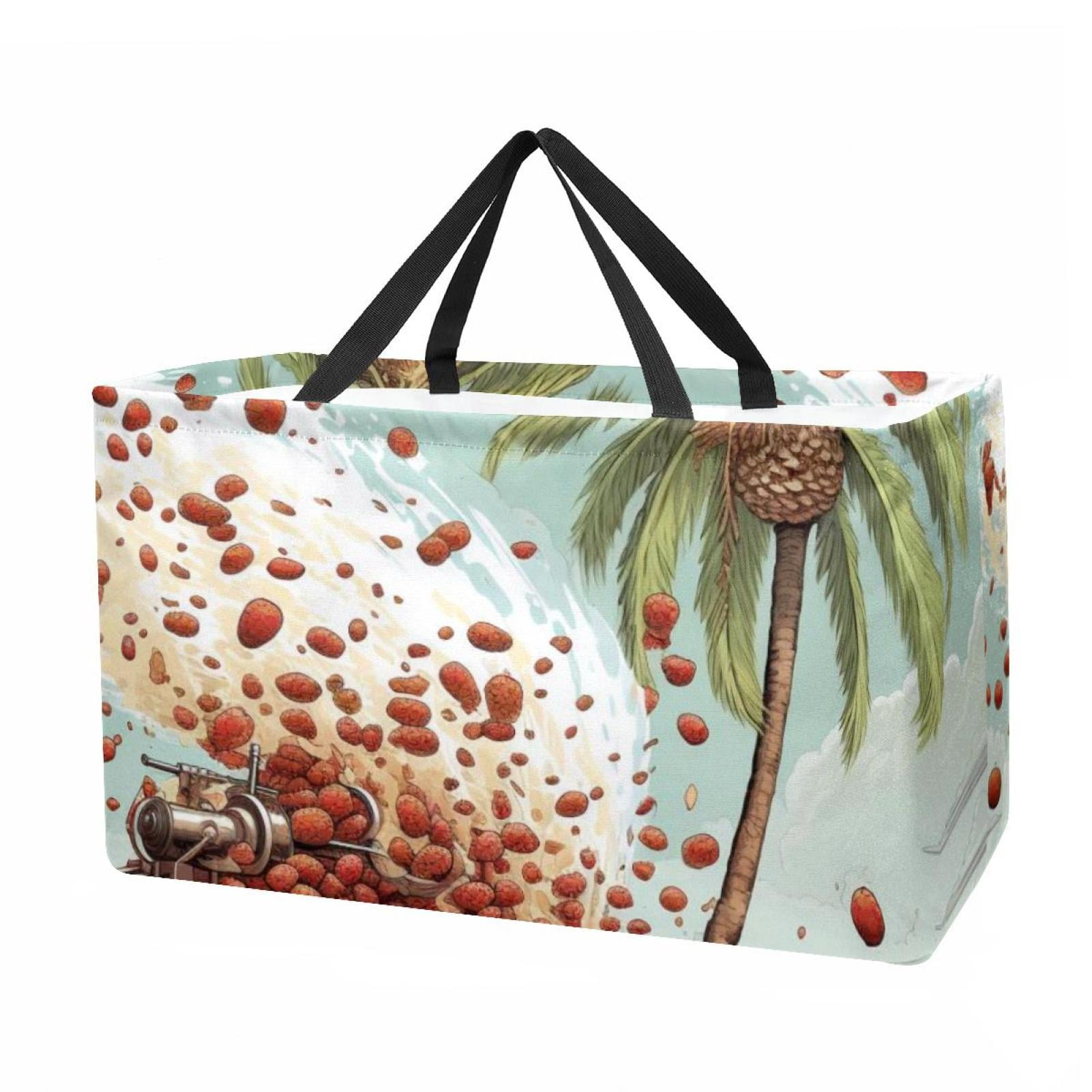 Coconut Tree Large Foldable Oxford Cloth Beach Bag Storage Bin Shopping ...