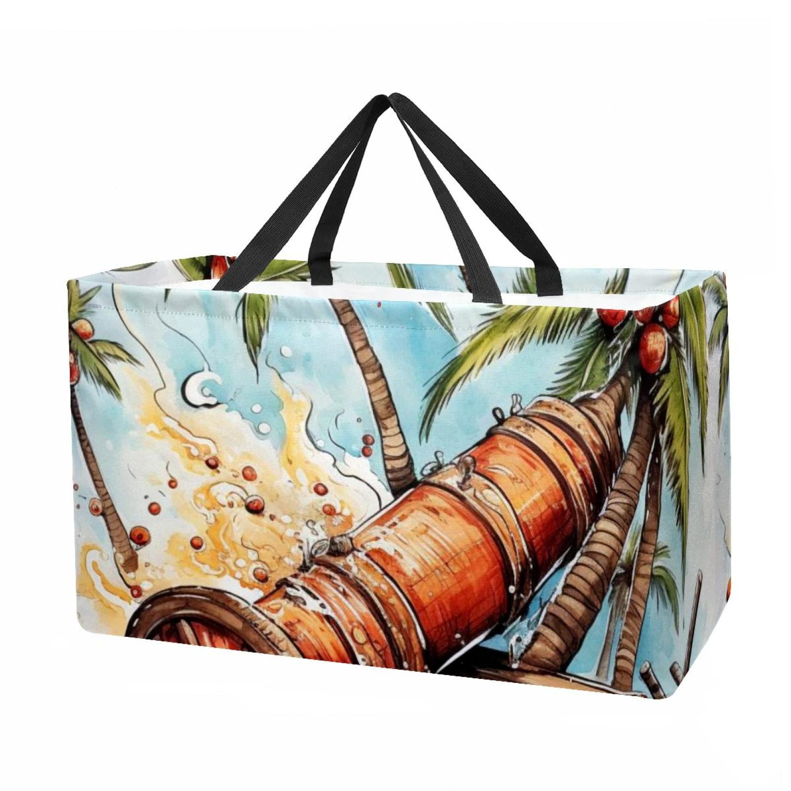 Coconut Tree Large Oxford Cloth Grocery Basket - Foldable Shopping Bag ...