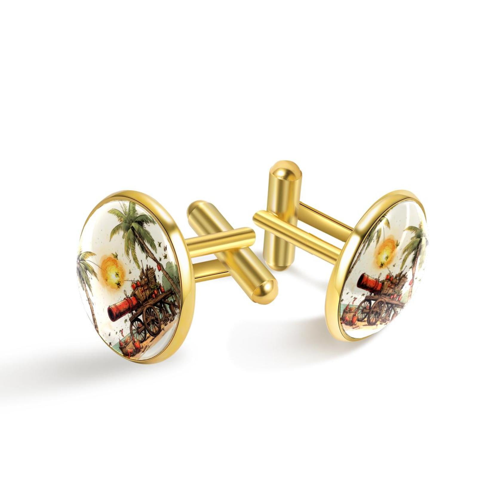 Coconut Tree Men's Cufflink Sets for Formal Attire, Made of Stainless ...