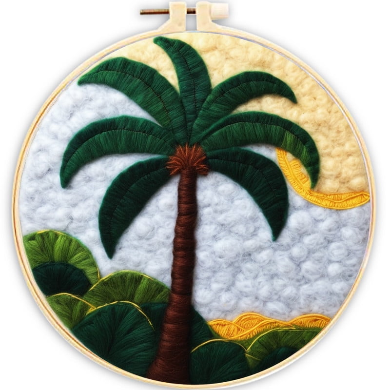 Coconut Tree Needle Felting Set Beginner Felt Painting Set with Wool ...