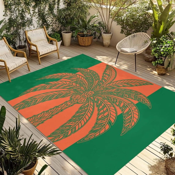 Coconut Tree Outdoor Rug, Summer Beach Non-Slip Area Rugs Carpet ...