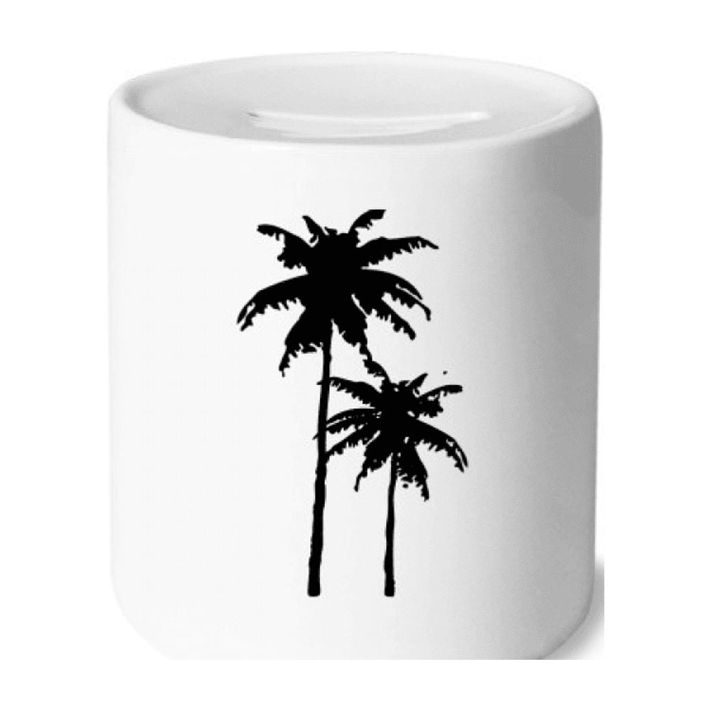 Coconut Tree Outline Beach Money Box Cerac Coin Case Piggy Bank ...