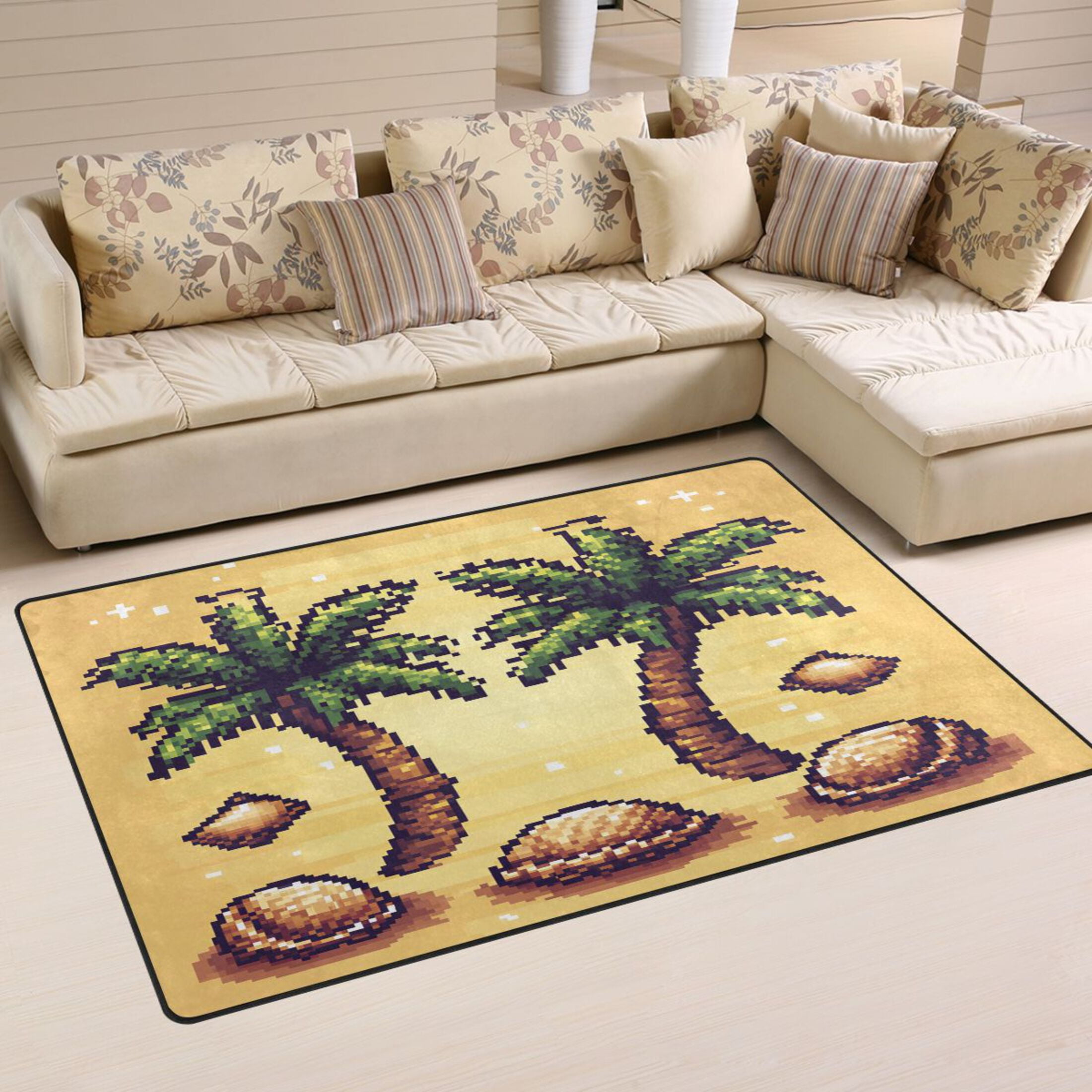 Coconut Tree Pattern Soft Polyester Area Rug 60''x39'', Non Slip ...