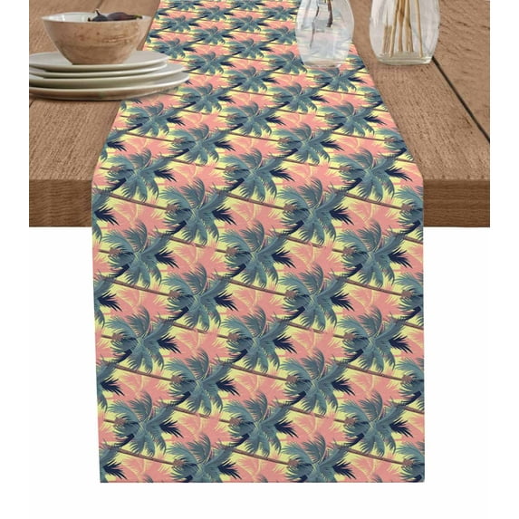 Coconut Tree Pattern Summer Abstract Table Runners For Dining Room ...