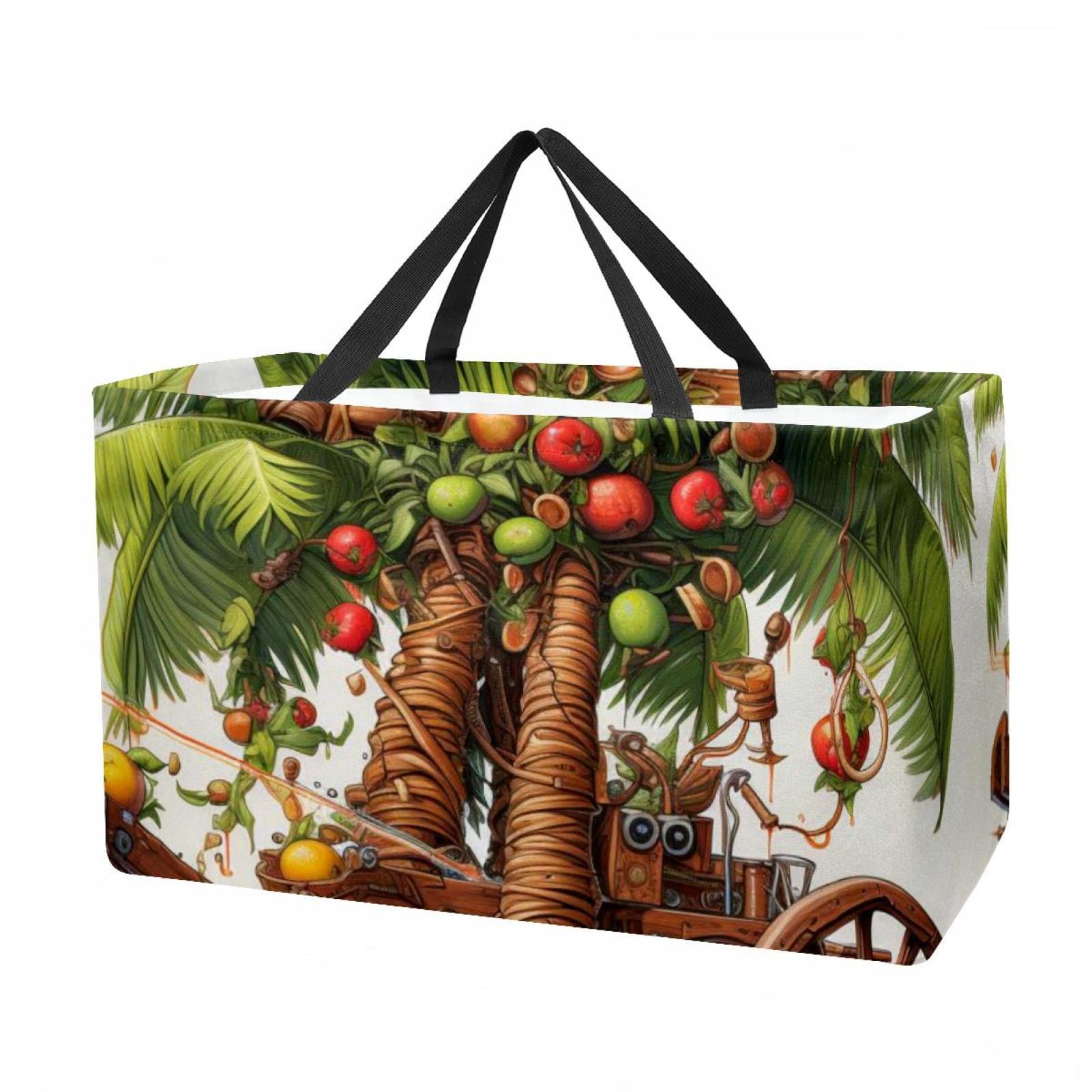 Coconut Tree Premium Oxford Cloth Picnic Basket - Reusable, Foldable ...