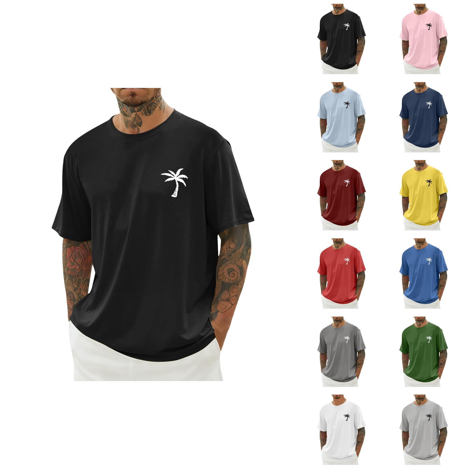 Coconut Tree Print T Shirts for Men 2026 Summer Casual Short Sleeve ...