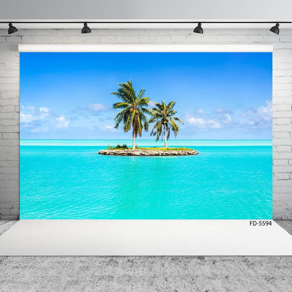 Coconut Tree Sea Island Photo Backdrops Vinyl Cloth Background for ...