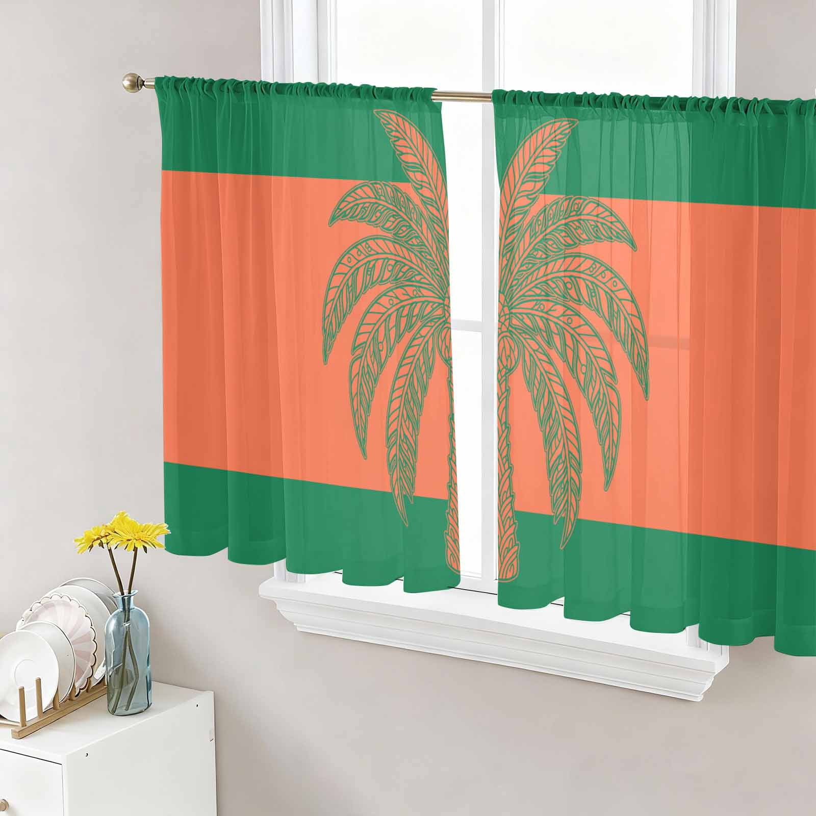 Coconut Tree Sheer Curtains for Living Room Bedroom, Summer Beach Light ...