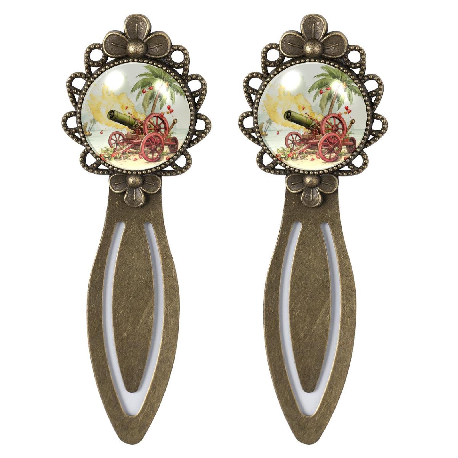 Coconut Tree & Stupid Cannon Bookmark Set: Vintage Copper-Colored Lace ...