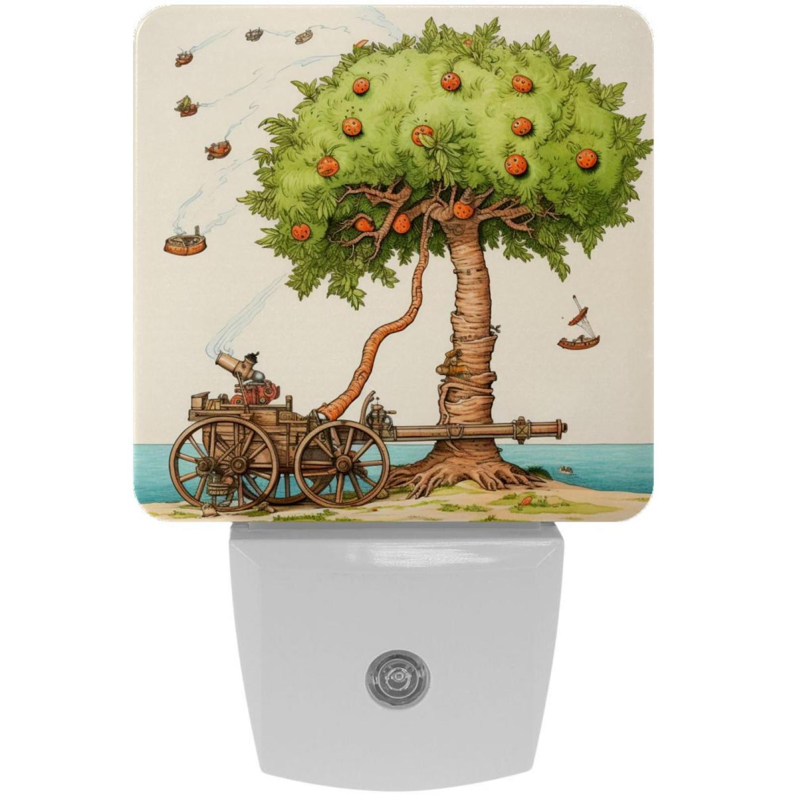 Coconut Tree & Stupid Cannon LED Square Night Lights for Bedroom and ...