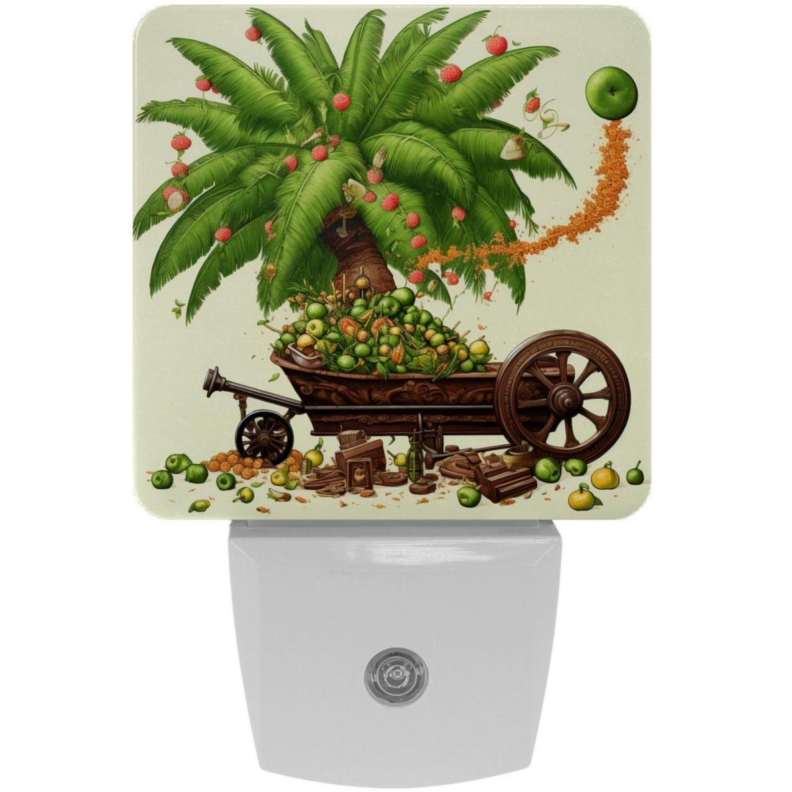 Coconut Tree & Stupid Cannon LED Square Night Lights for Bedroom and ...