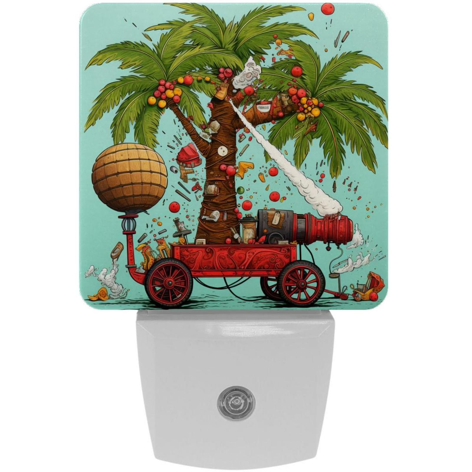 Coconut Tree & Stupid Cannon LED Square Night Lights - Bedside Lighting ...