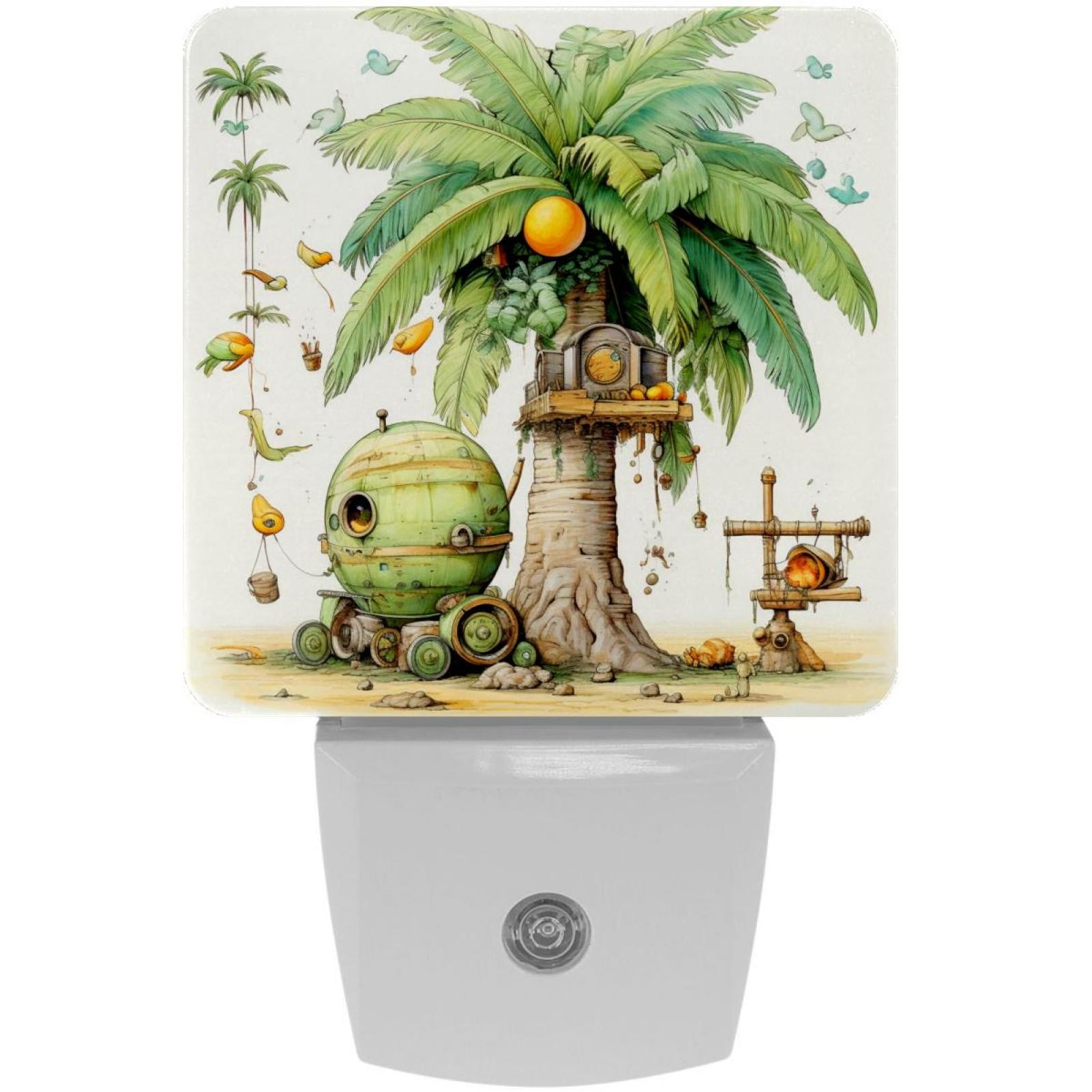 Coconut Tree & Stupid Cannon LED Square Night Lights - Elegant and ...