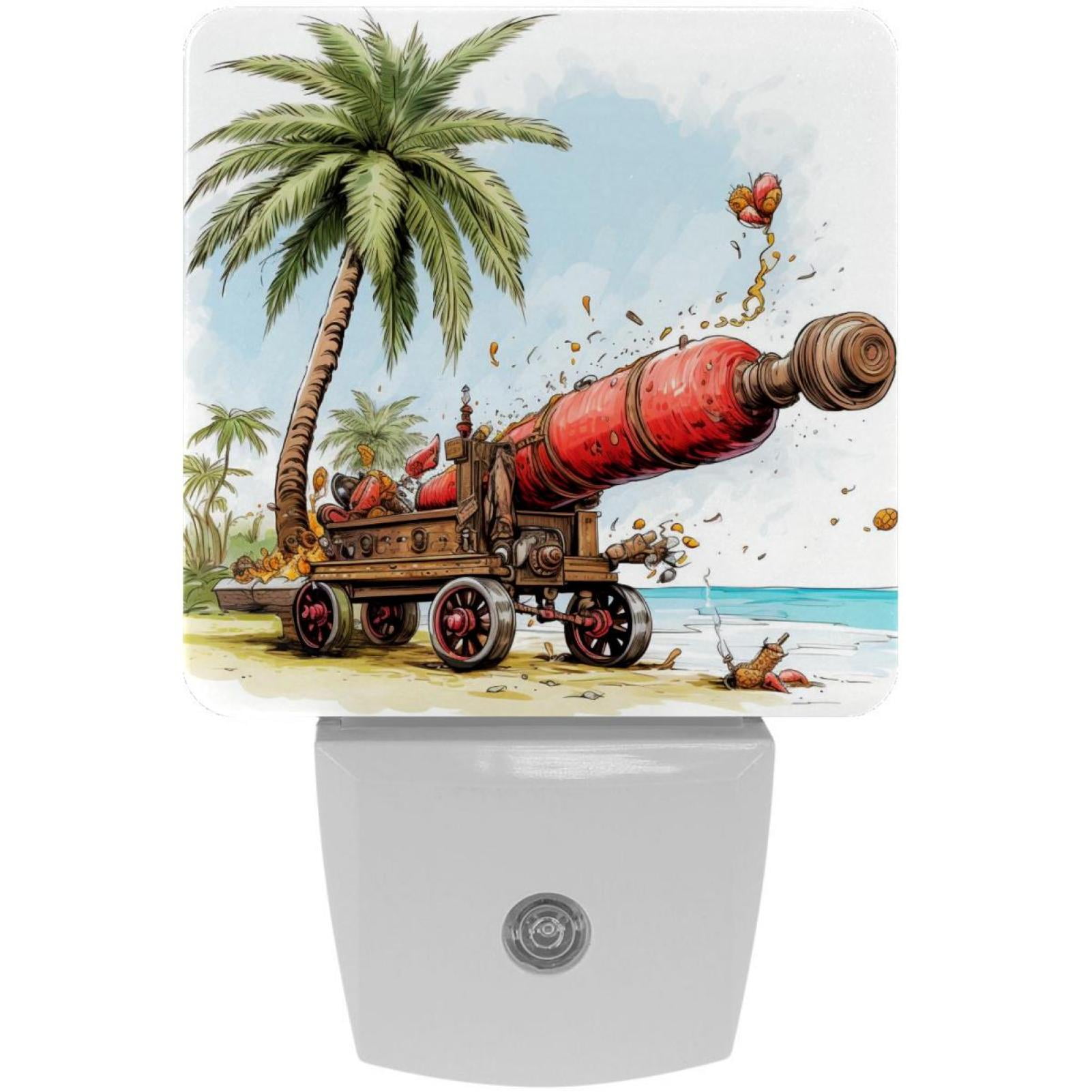 Coconut Tree & Stupid Cannon LED Square Night Lights: Energy-Efficient ...