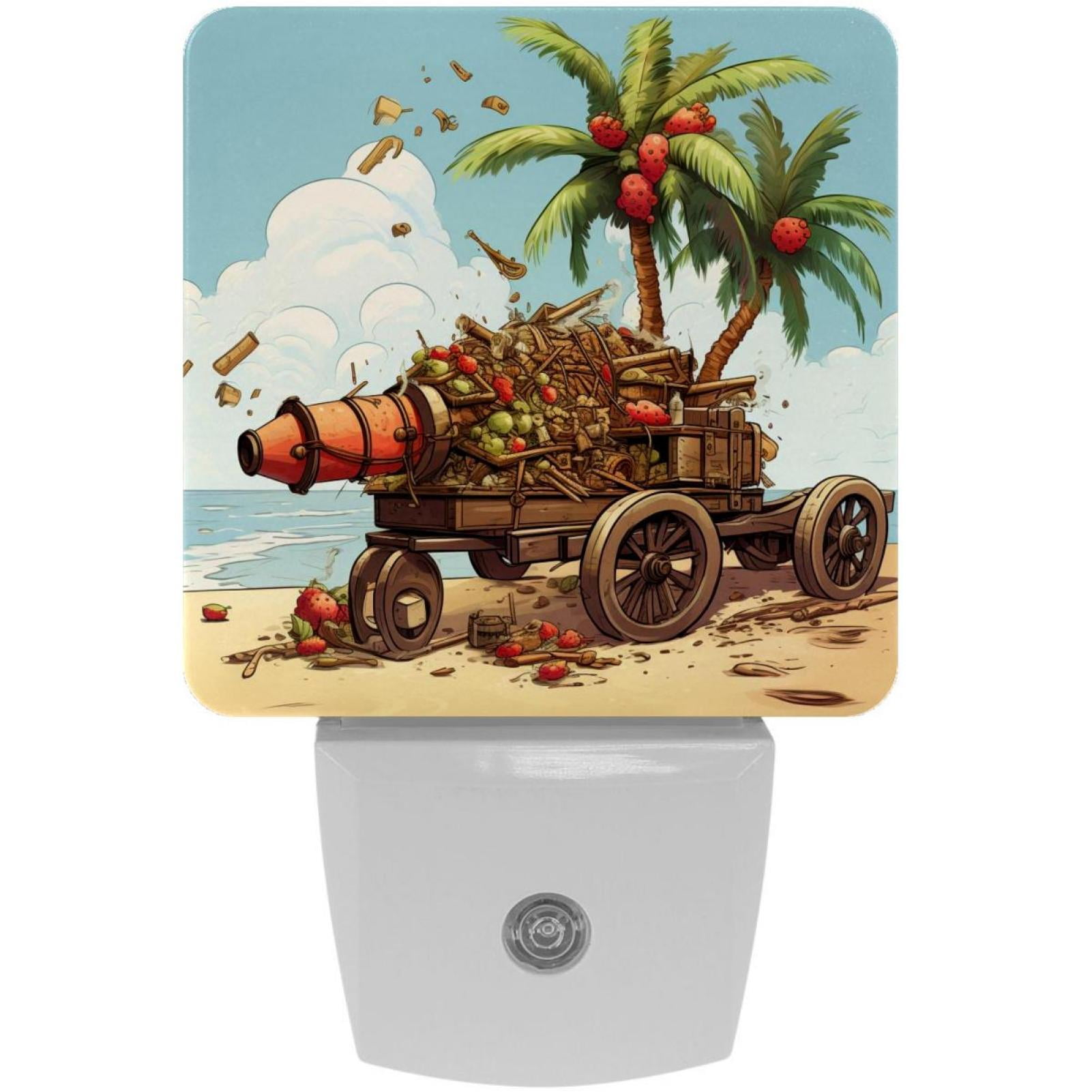 Coconut Tree & Stupid Cannon LED Square Night Lights - Modern Design ...