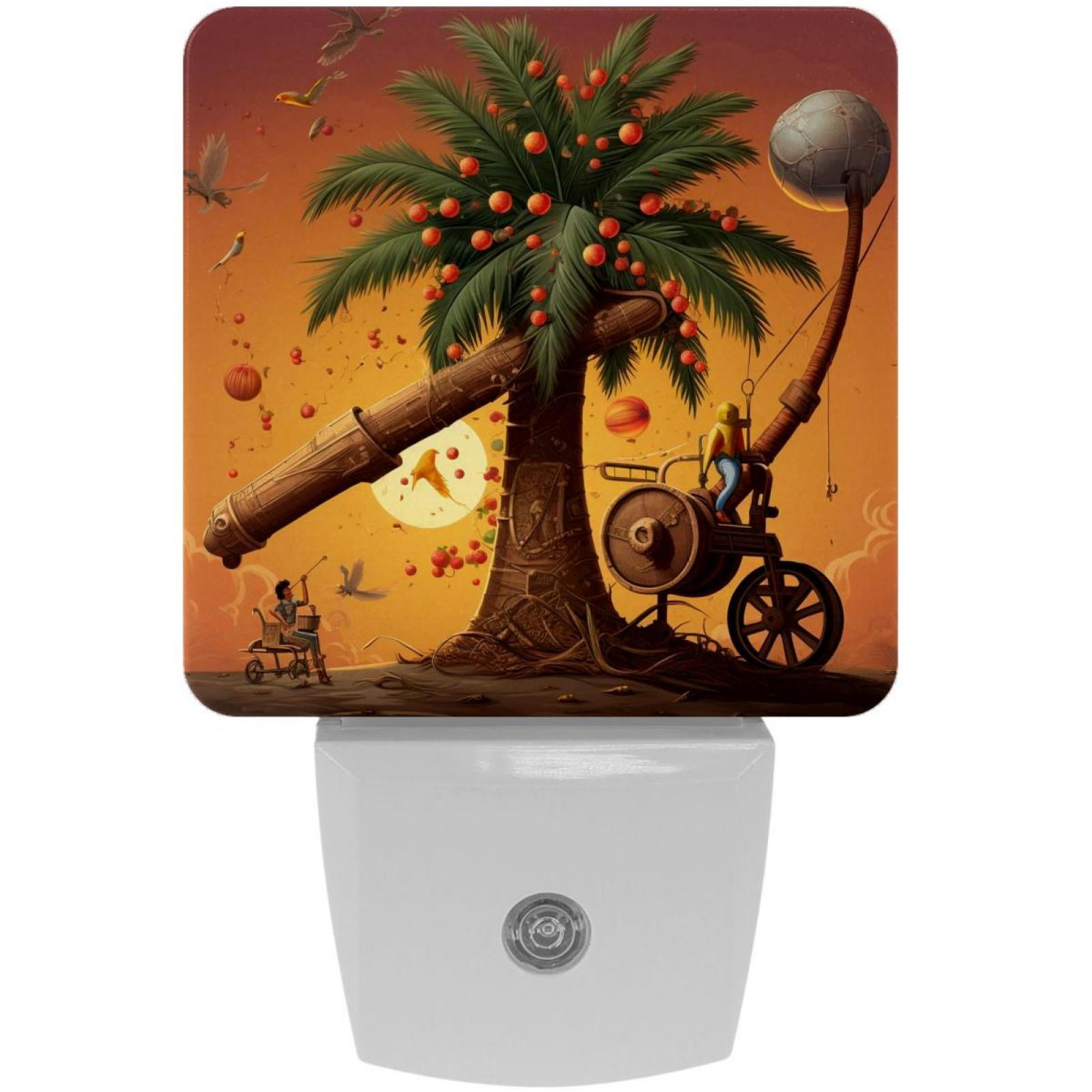 Coconut Tree & Stupid Cannon LED Square Night Lights with Motion Sensor ...