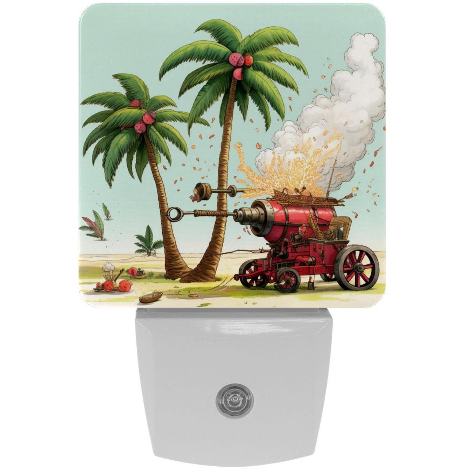 Coconut Tree & Stupid Cannon LED Square Night Lights - Stylish and ...