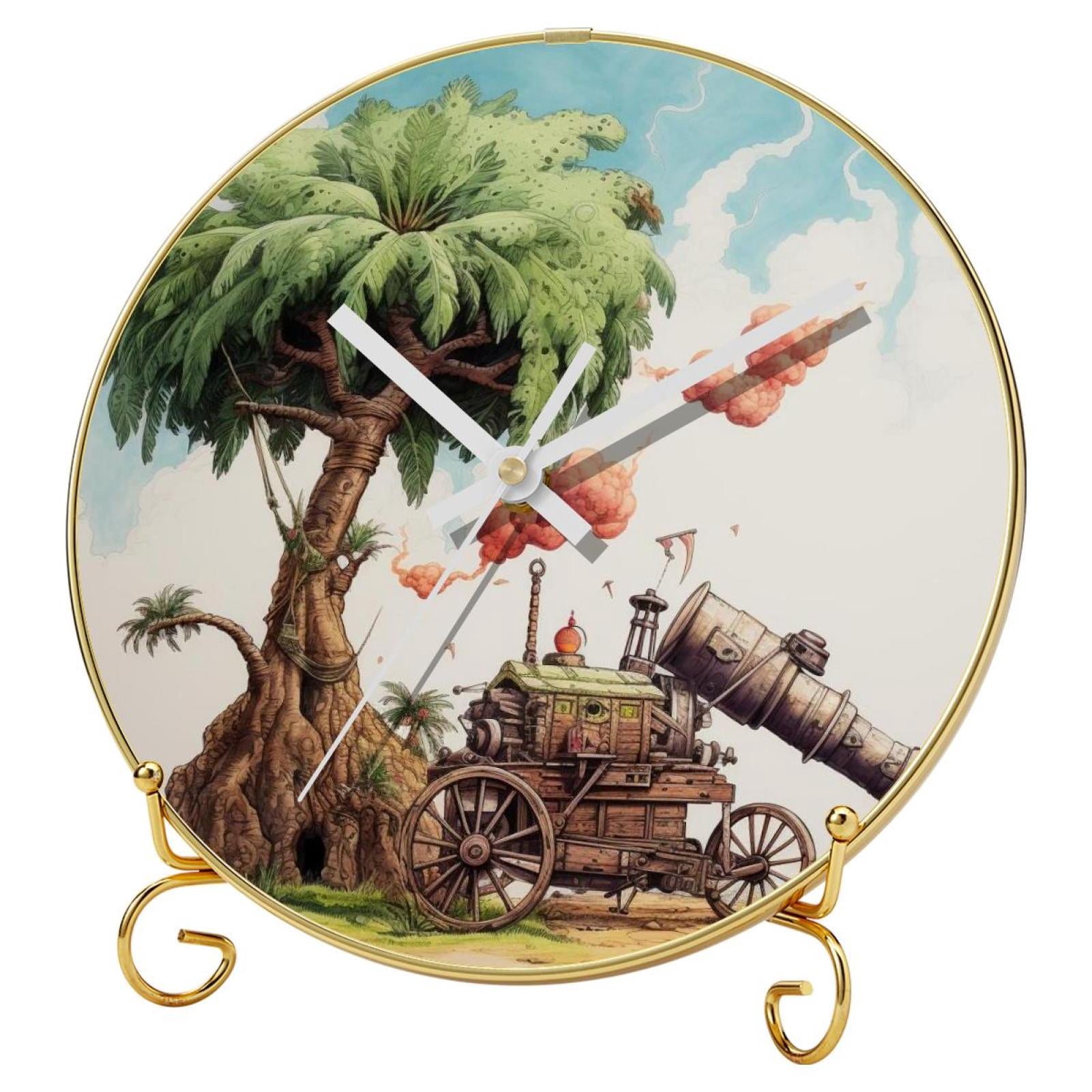 Coconut Tree & Stupid Cannon Round Printed Wall Clocks with Hooks and ...