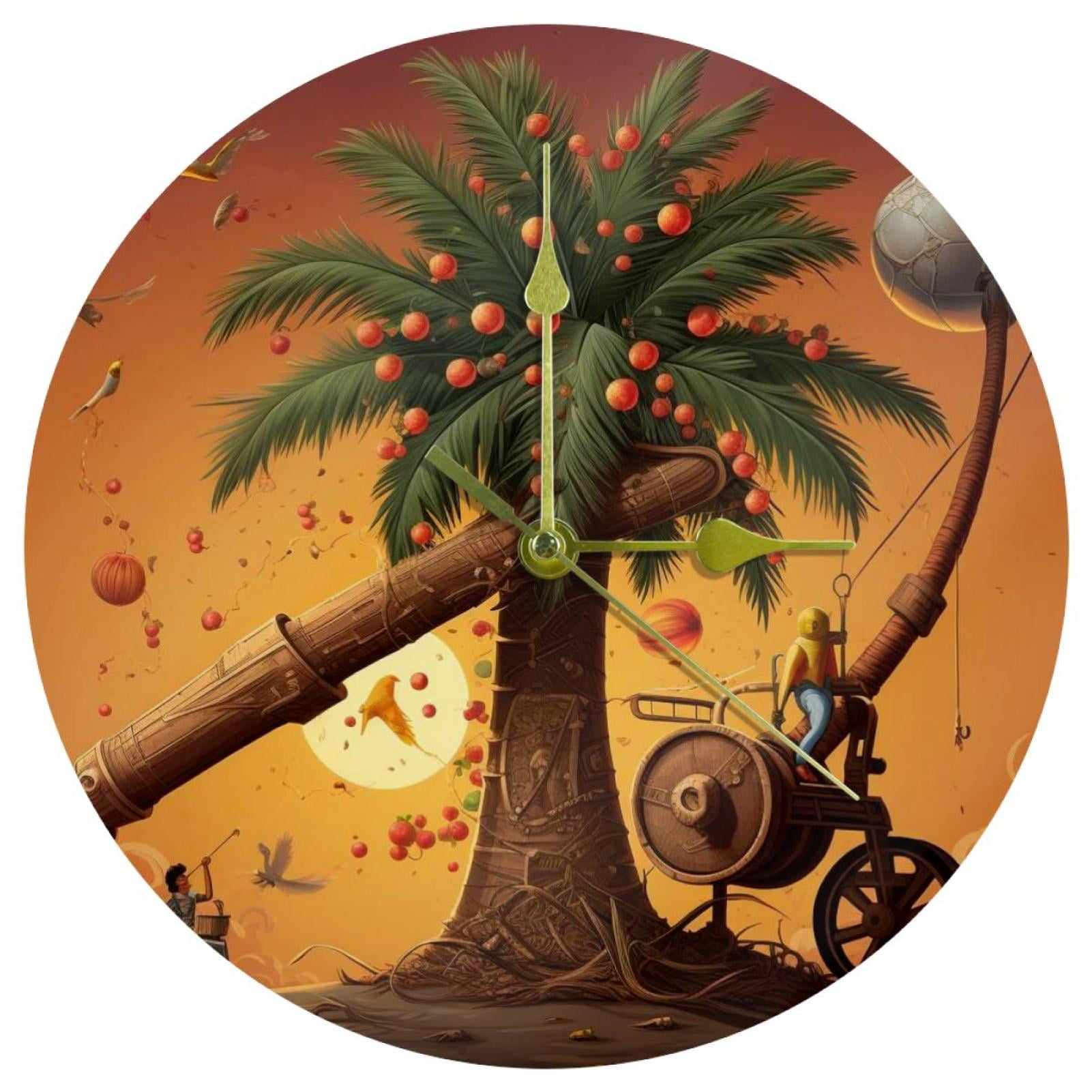 Coconut Tree & Stupid Cannon Stylish Acrylic Wall Clock - Contemporary ...