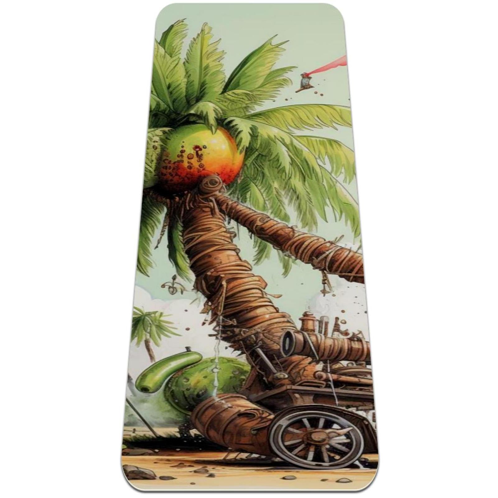 Coconut Tree & Stupid Cannon TPE Yoga Mat for Enhanced Grip and Support ...