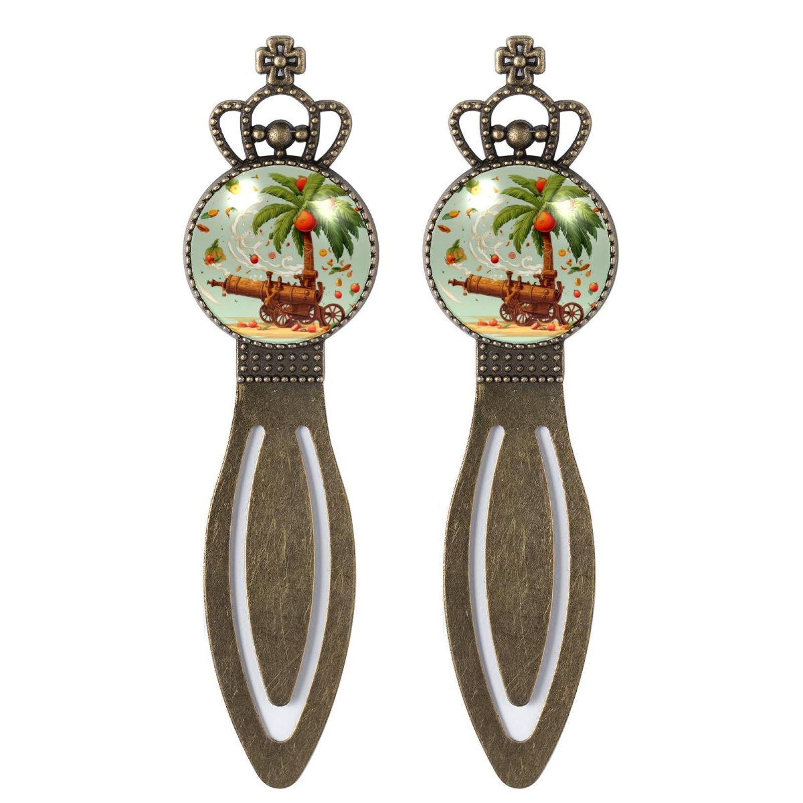 Coconut Tree & Stupid Cannon Vintage Copper Crown-Shaped Bookmarks ...