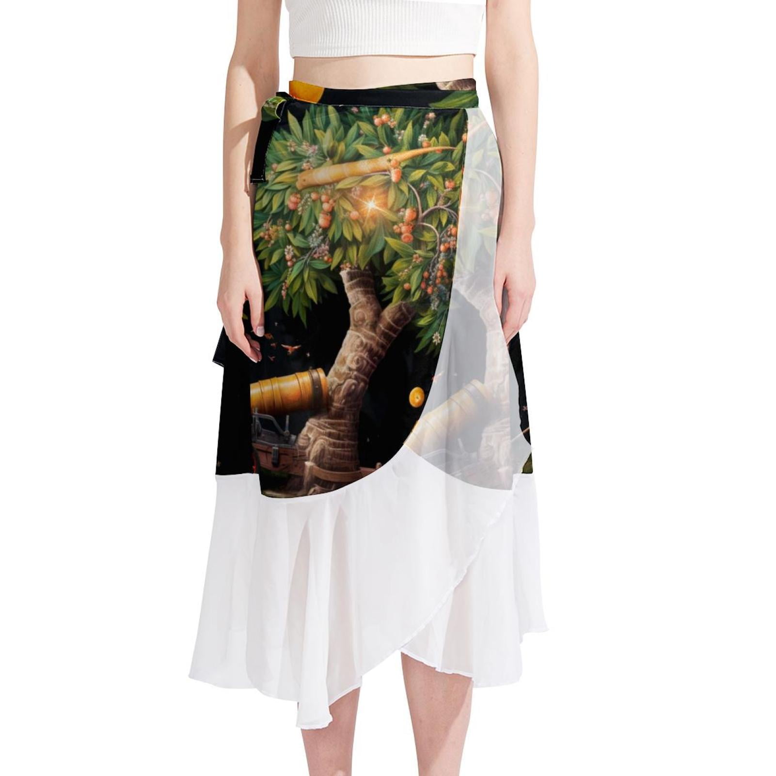 Coconut Tree Stylish Chiffon Summer Dresses for Women - Beach Attire ...