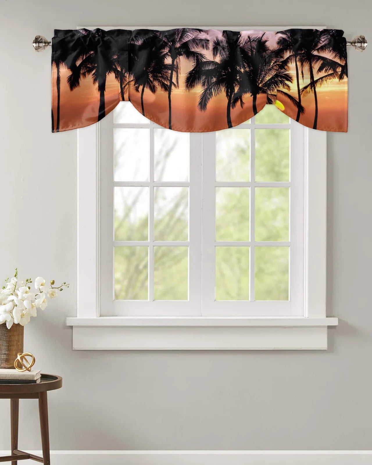Coconut Tree Sunset The Scenery Window Curtain Kitchen Cabinet Coffee ...