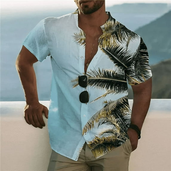 Coconut Tree T Shirt For Men 3d Print Hawaiian T-shirts Beach Short ...