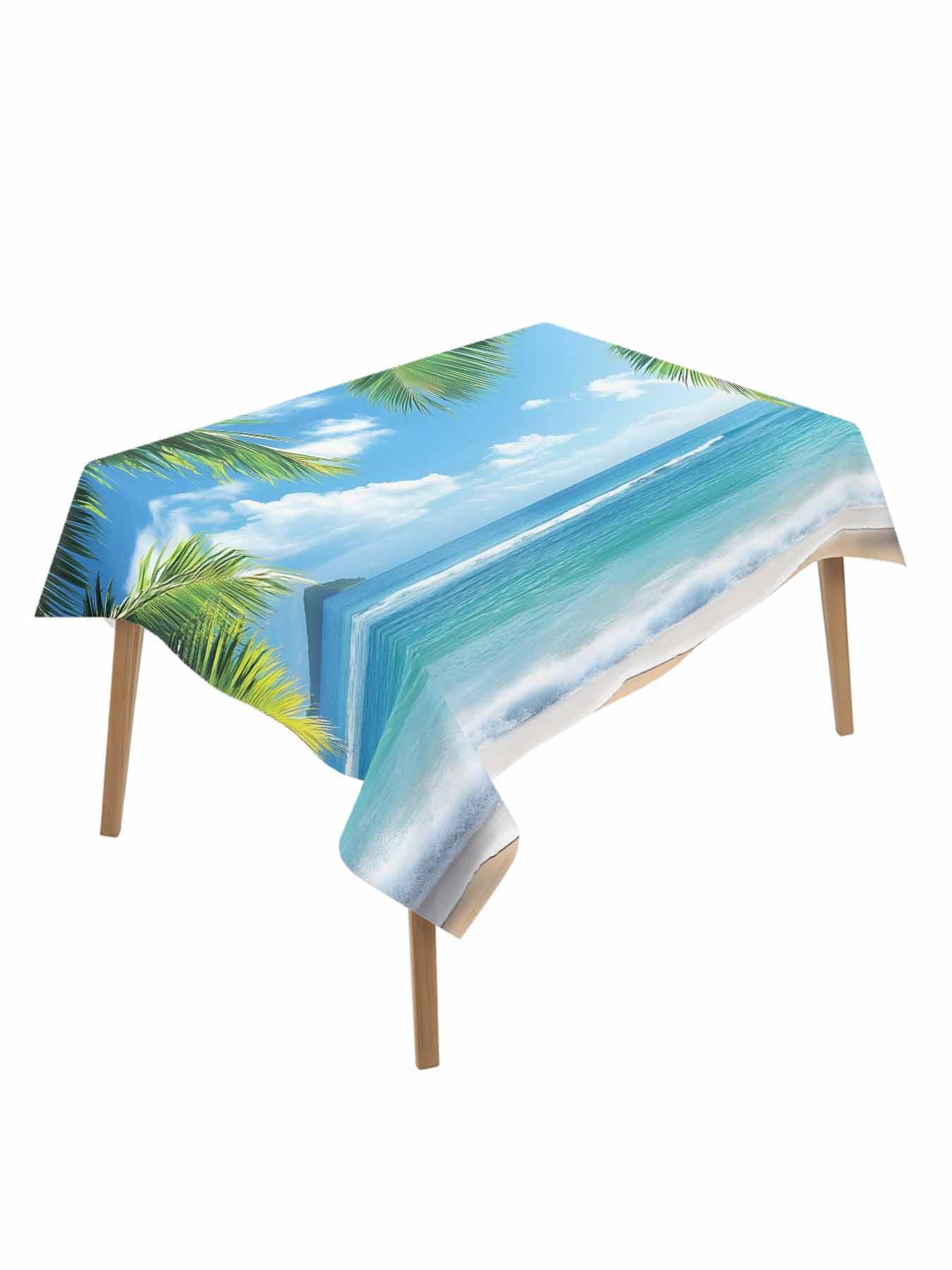 Coconut Tree Table Cloth 60x84 Inch Rectangle, Tropical Beach Sky Sea ...