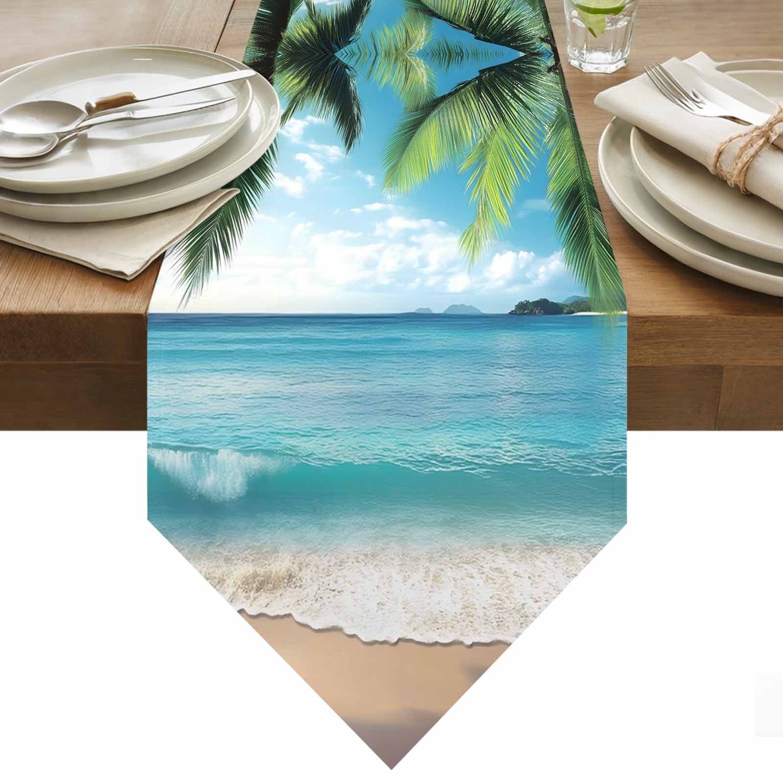 Coconut Tree Table Runner 120 Inches Long Beach Blue Sky Sea Summer ...