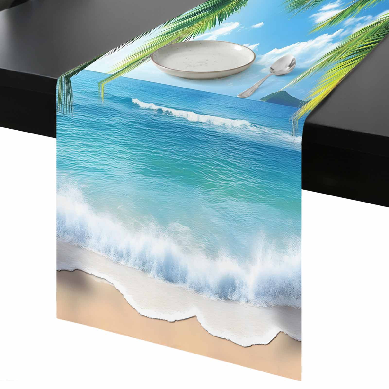 Coconut Tree Table Runner 13x48 Inch Tropical Beach Sky Sea Summer ...