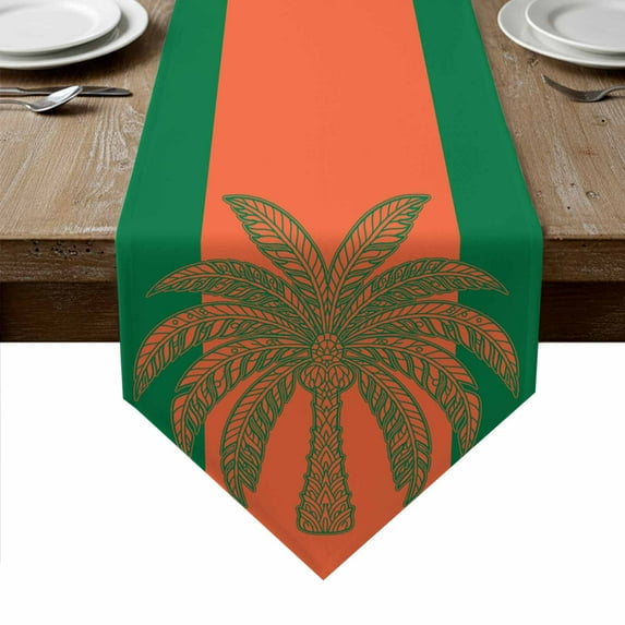 Coconut Tree Table Runner Linen Burlap Table Runner 72 Inches Long Boho ...