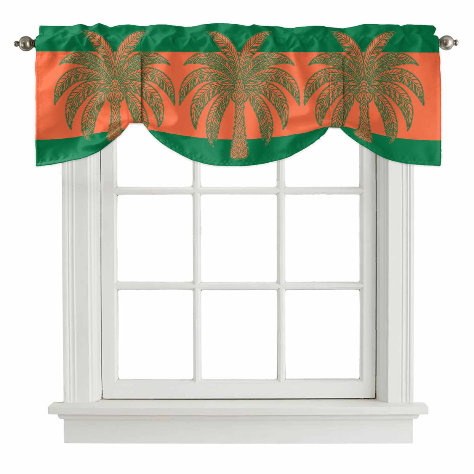 Coconut Tree Tie Up Valance Curtains for Windows, Kitchen Curtains ...
