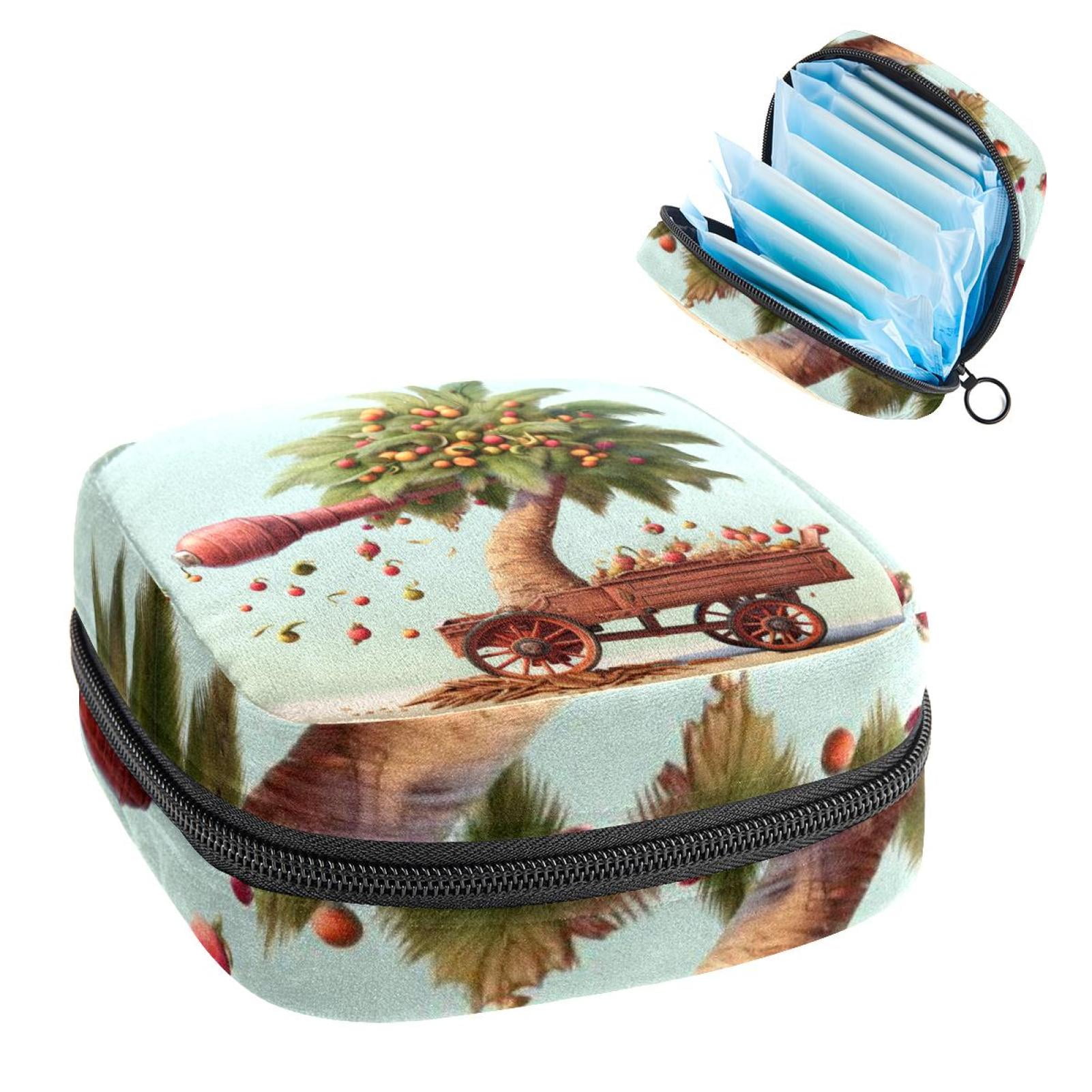 Coconut Tree Velvet Sanitary Napkin Storage Bag with Sponge Lining and ...