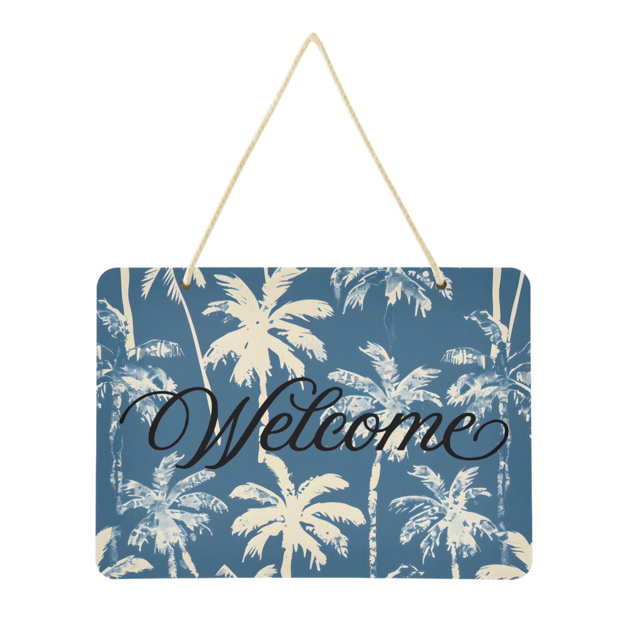 Coconut Tree Welcome Sign Front Door PVC 14x10 inch Hanger Hello Sign ...