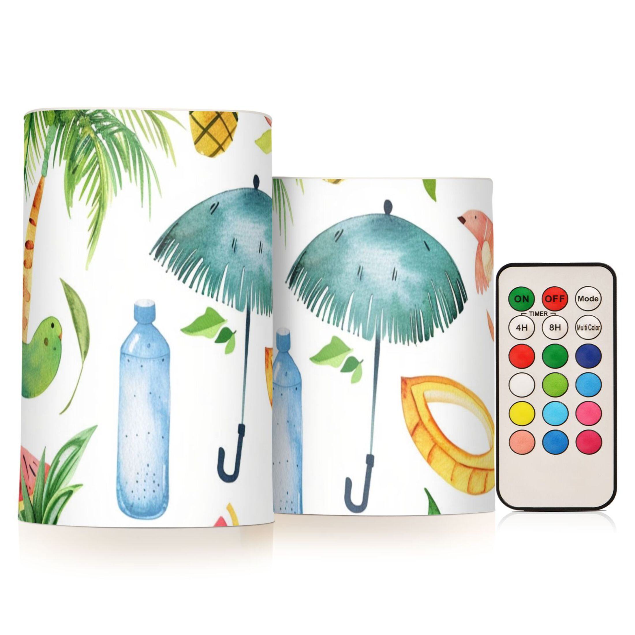 Coconut Tree and Fruits Flameless Candles with Remote Timer LED Battery ...