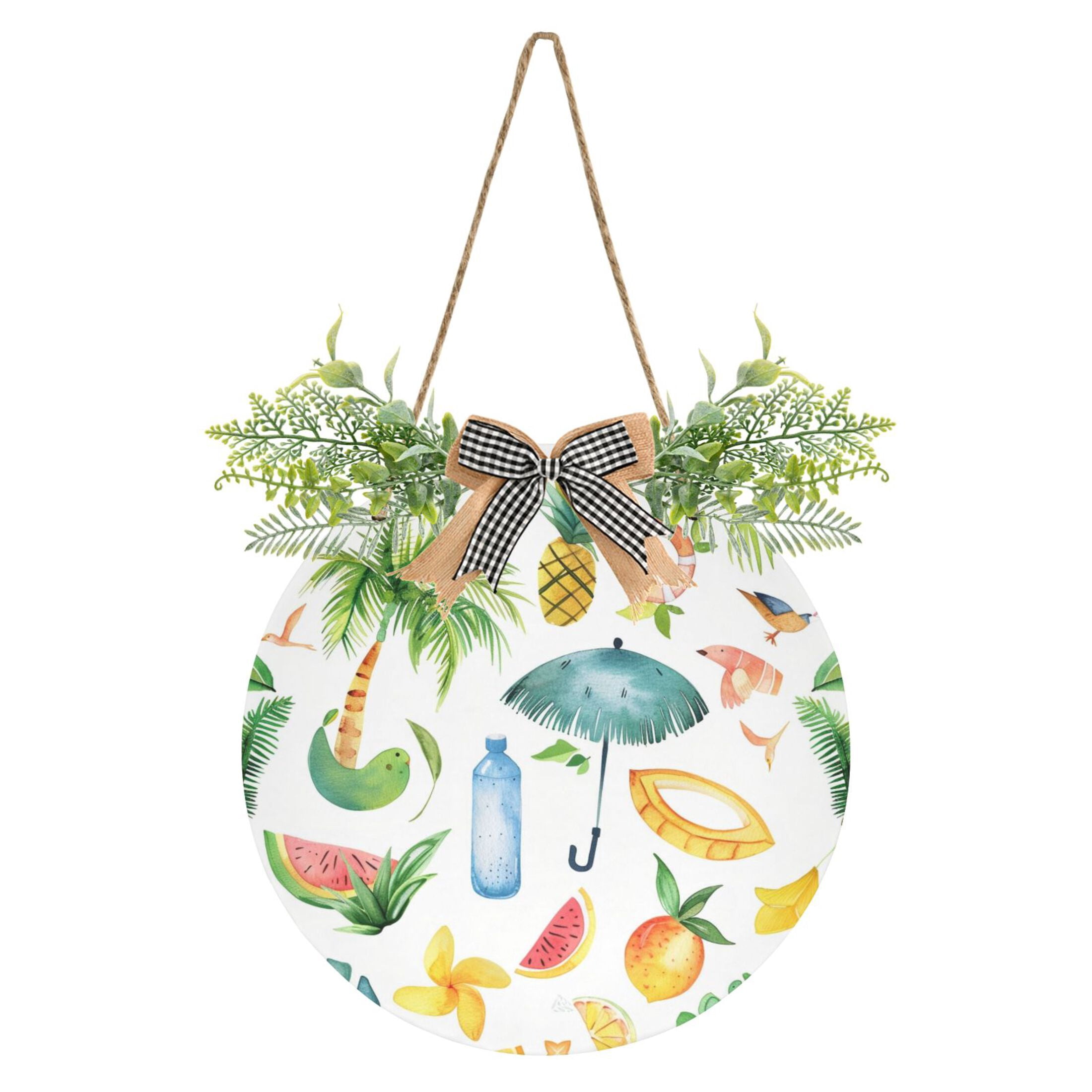 Coconut Tree and Fruits Welcome Front Door Sign Round 12 inch Porch ...