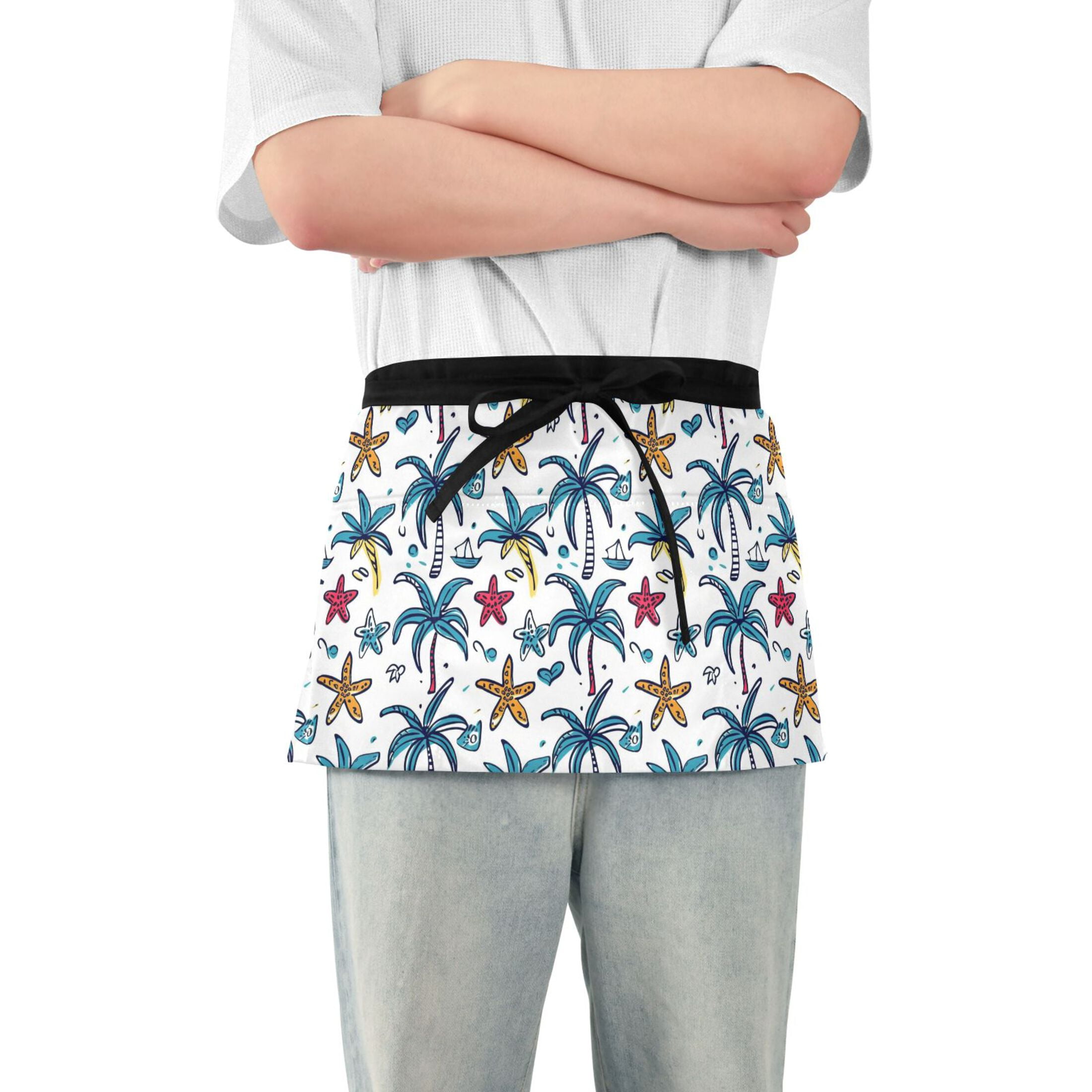 Coconut Tree and Starfish Server Apron with 3 Pockets Waterproof ...