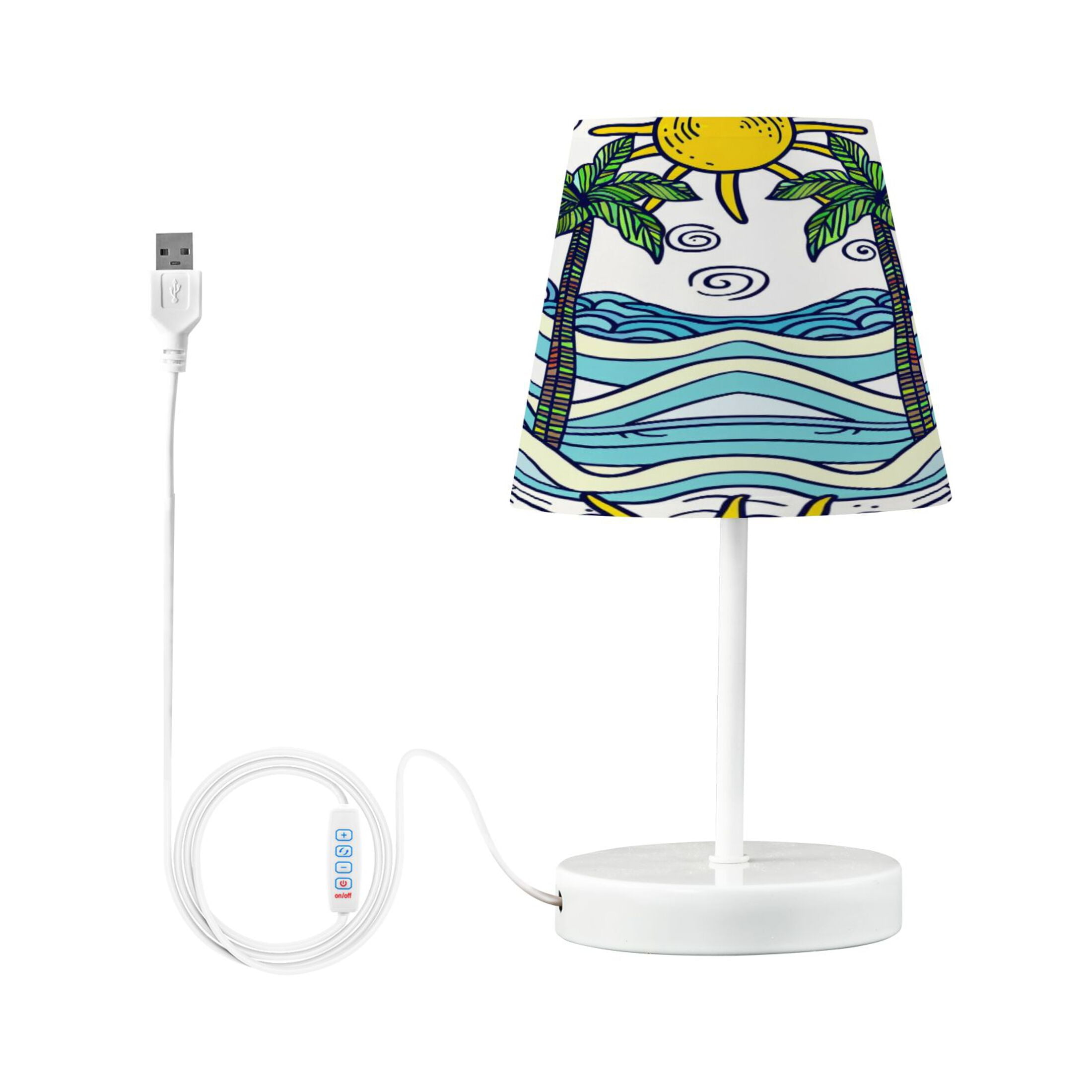 Coconut Tree and Sun Desk Lamp LED Table Nightstand Lamps with 3 Color ...
