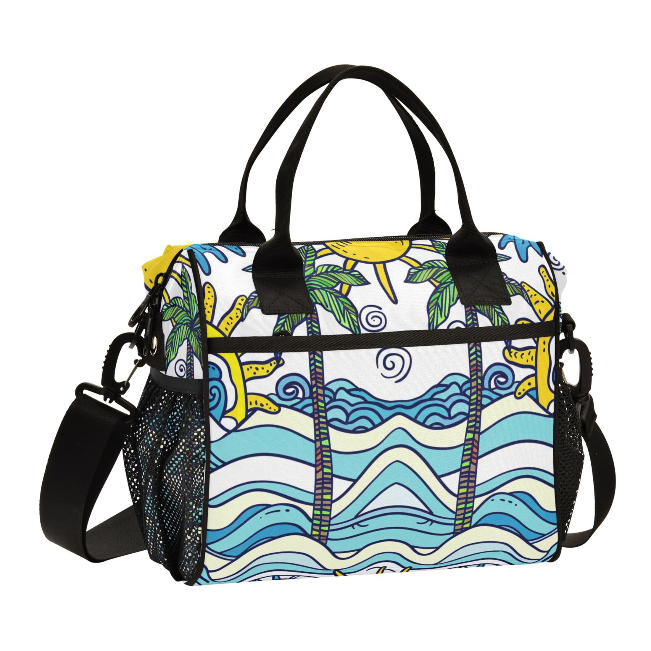Coconut Tree and Sun Lunch Bag Insulated Lunch Box Leakproof Reusable ...