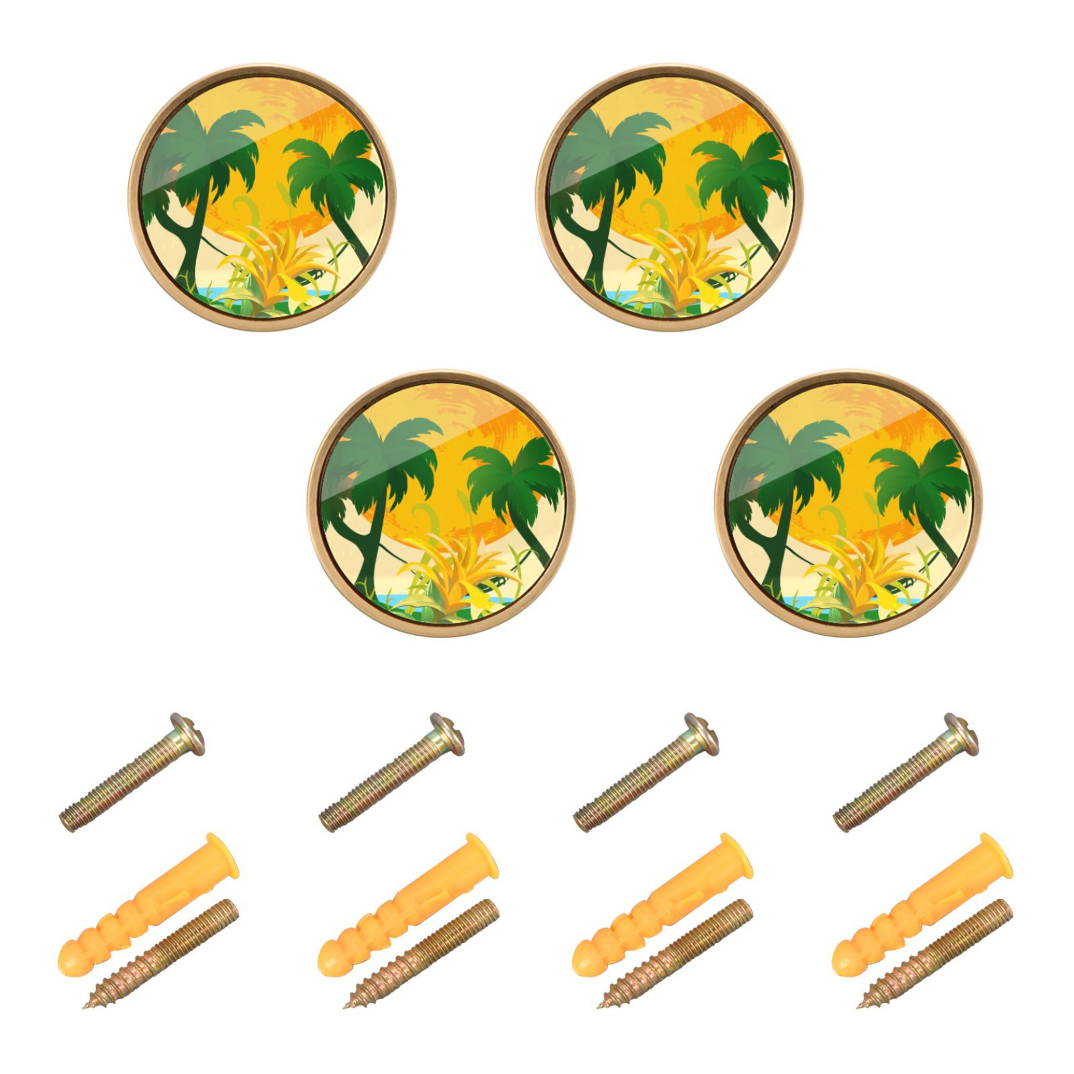 Coconut Tree on Tropical Beach Cabinet Knobs Kitchen Drawers Knobs Door ...