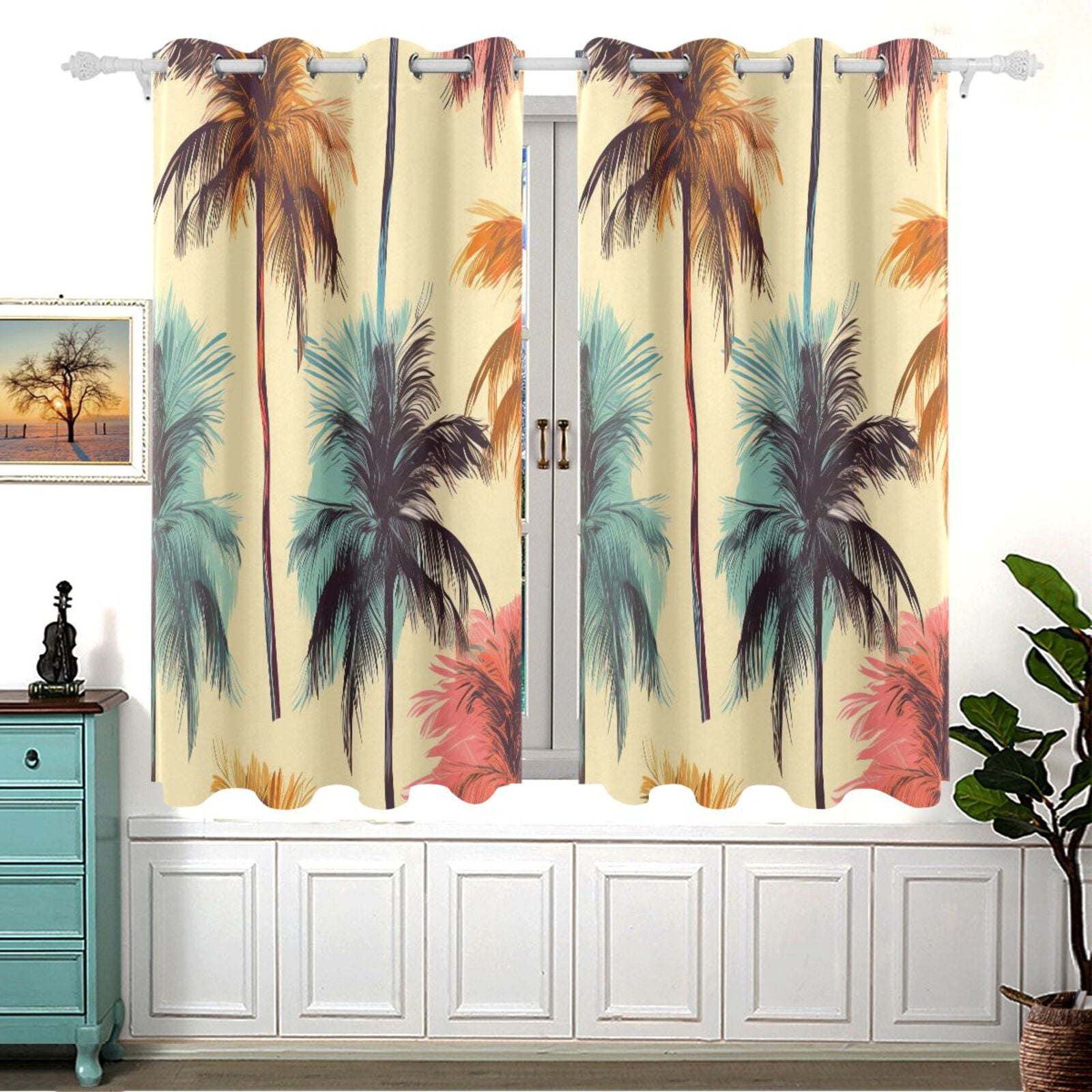 Coconut Trees Black Out Curtains Aesthetic for Bedroom Living Room ...