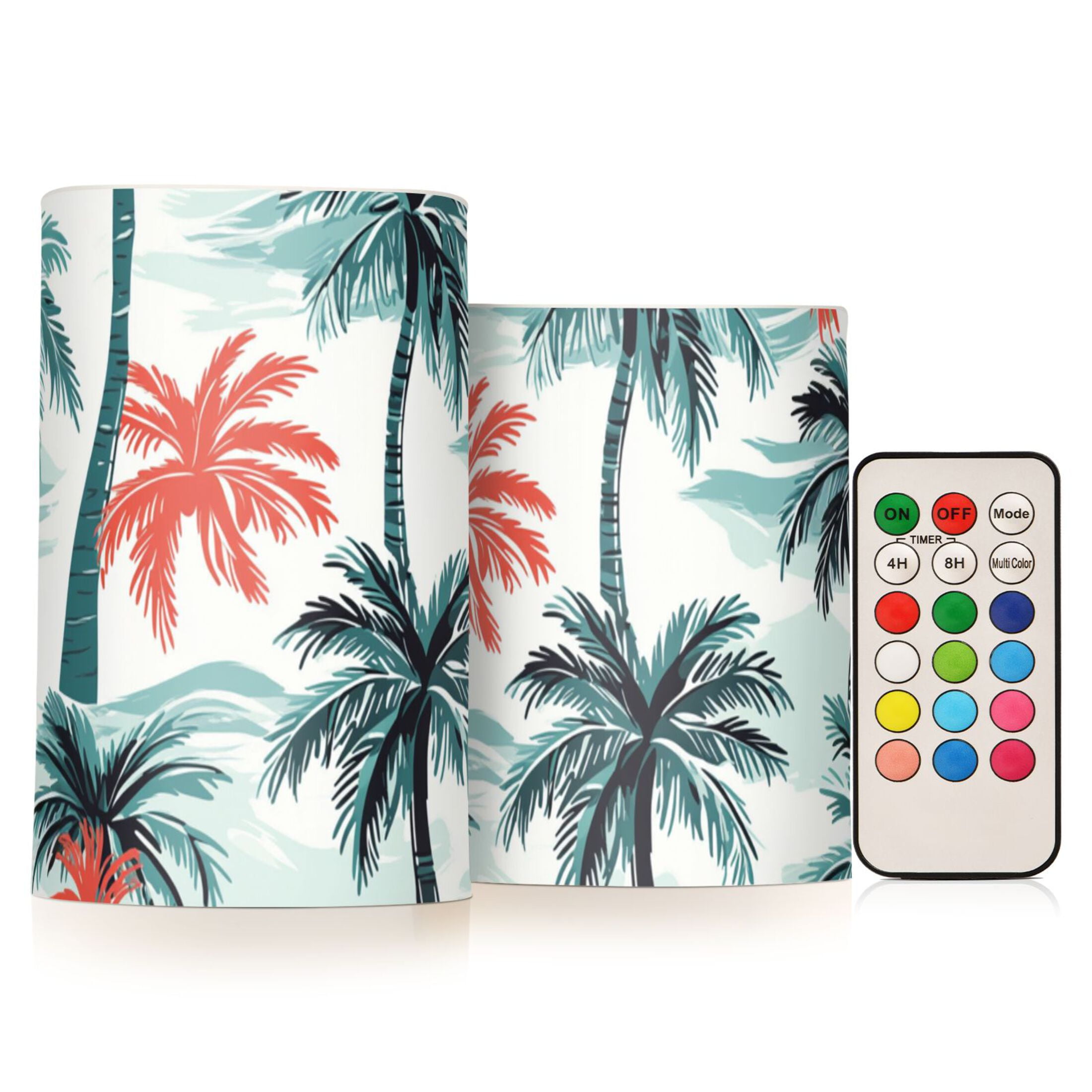 Coconut Trees Flickering Flameless Candles Battery Operated with Remote ...